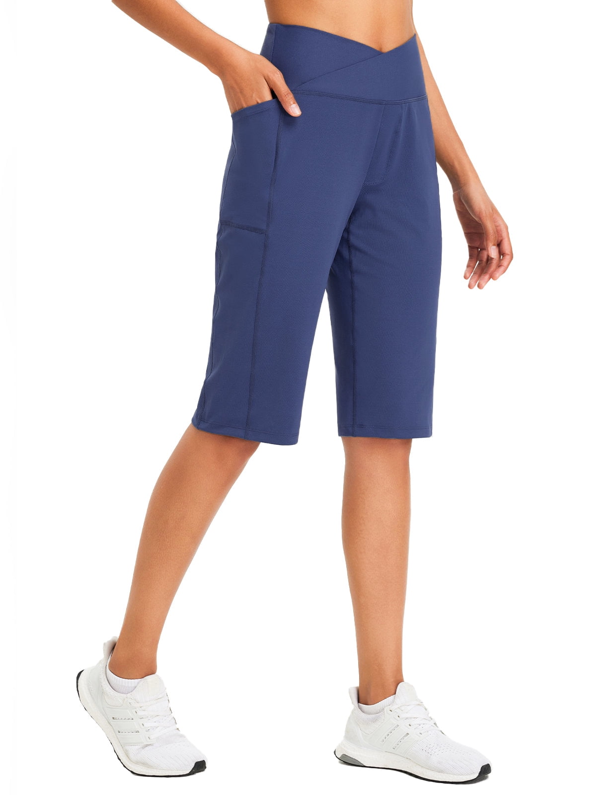 BALEAF Women's Bermuda Long Shorts 14" Knee Length Capri Pants High ...
