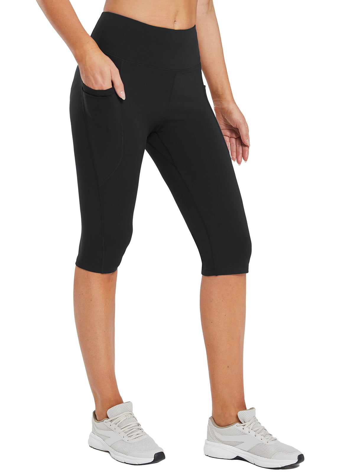 BALEAF Women's Capri Leggings Knee Length High Waisted Plus Size Yoga ...