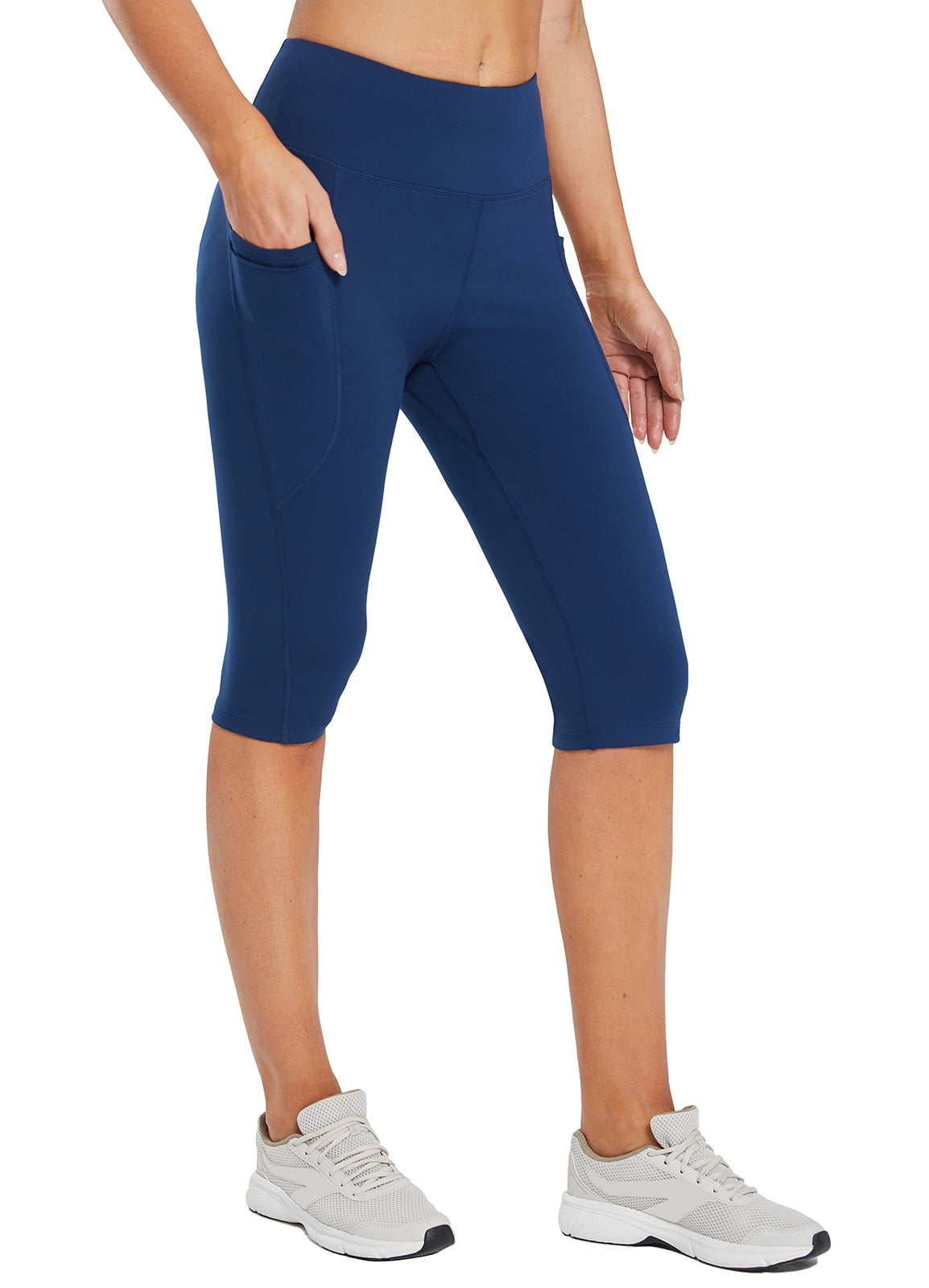 BALEAF Women's Capri Leggings Knee Length High Waisted Plus Size Yoga ...