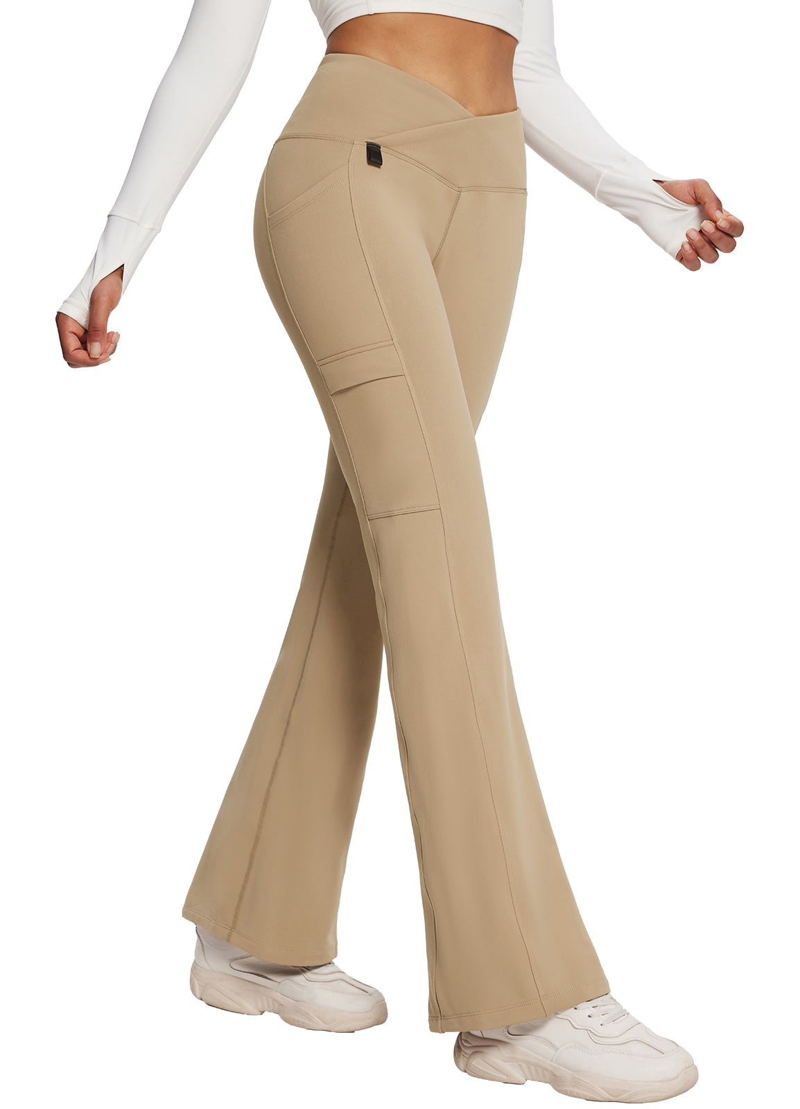 BALEAF Women's Fleece Lined Pants Water Resistant Crossover Flare ...
