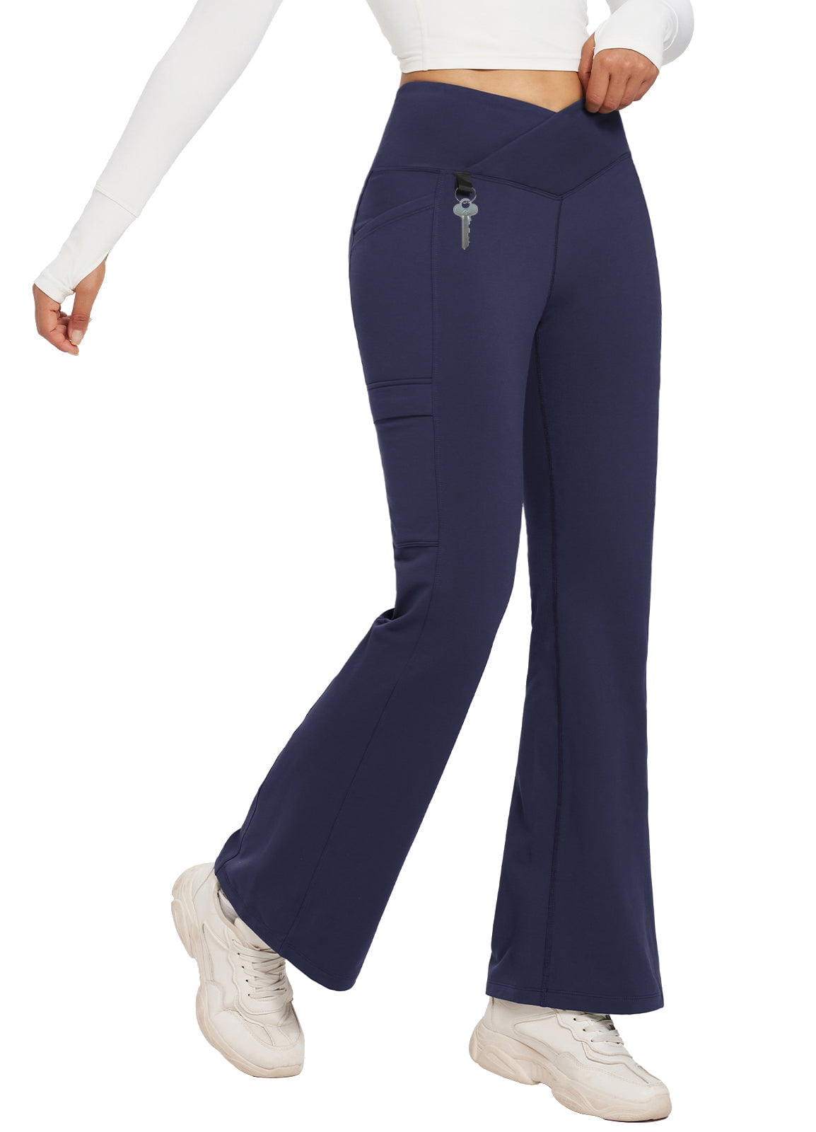 BALEAF Women's Fleece Lined Pants Water Resistant Crossover Flare ...