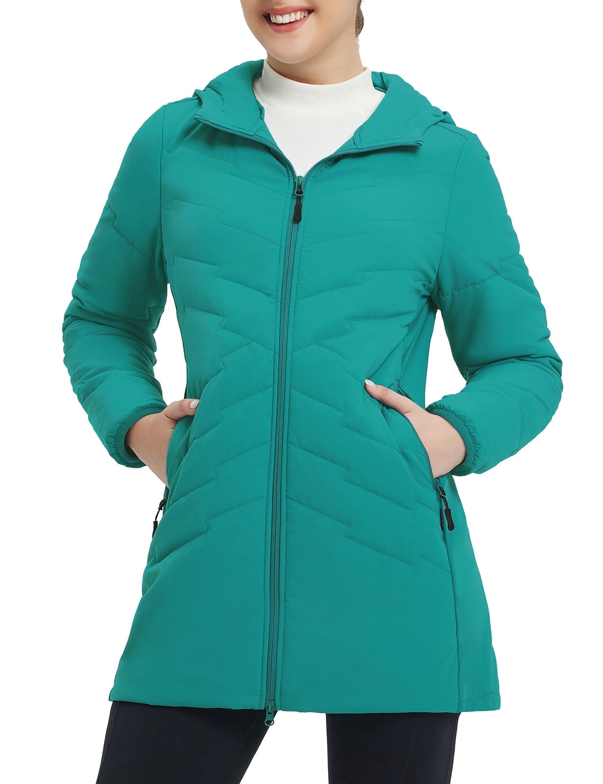 BALEAF Women's Long Puffer Quilted Outerwear Water Resistant Winter ...
