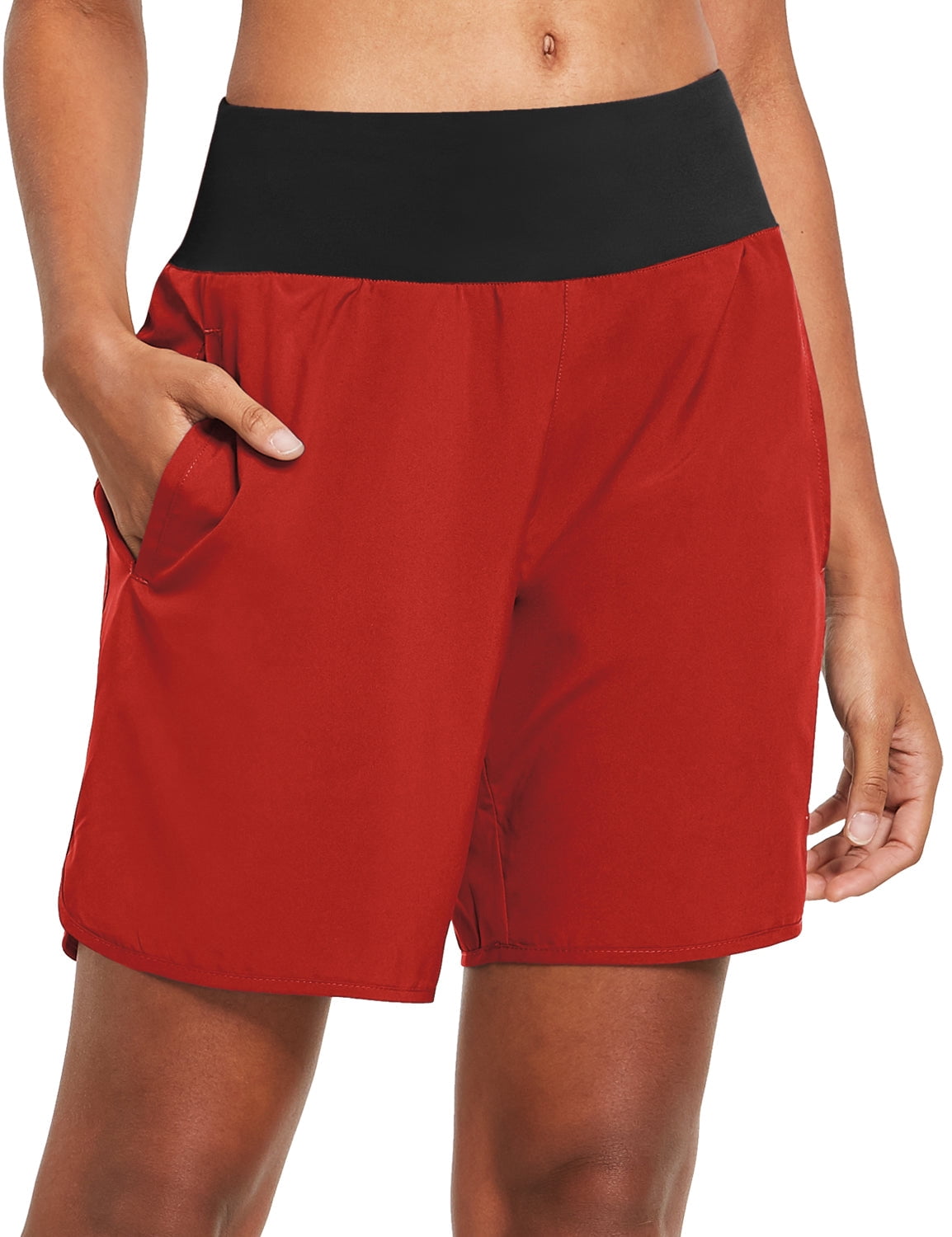 BALEAF Womens' 7 Inches Long Running Shorts Back Zipper Pocketed ...