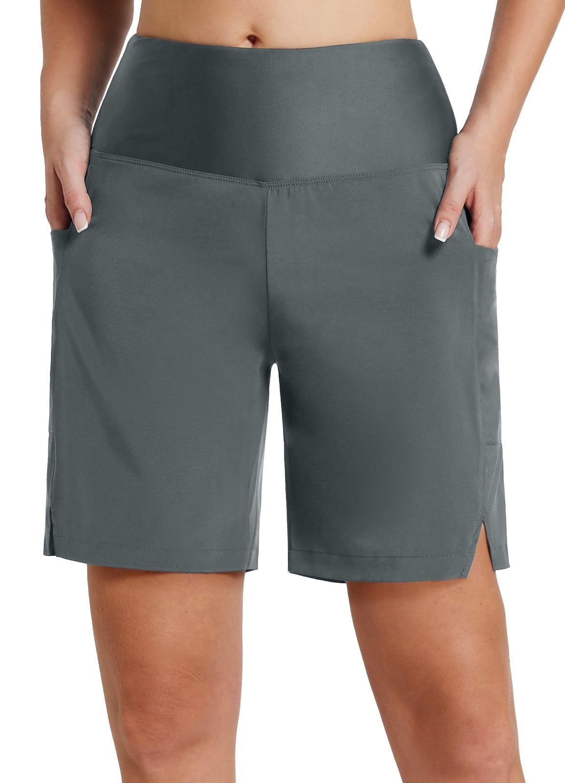 BALEAF Womens Swim Shorts Long 7" High Waisted Quick Dry Board Shorts ...