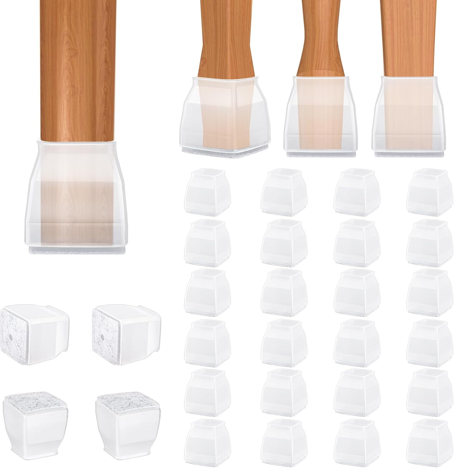 BALEINE 24 Pack Silicone Chair Leg Floor Protectors, Stool Leg ...