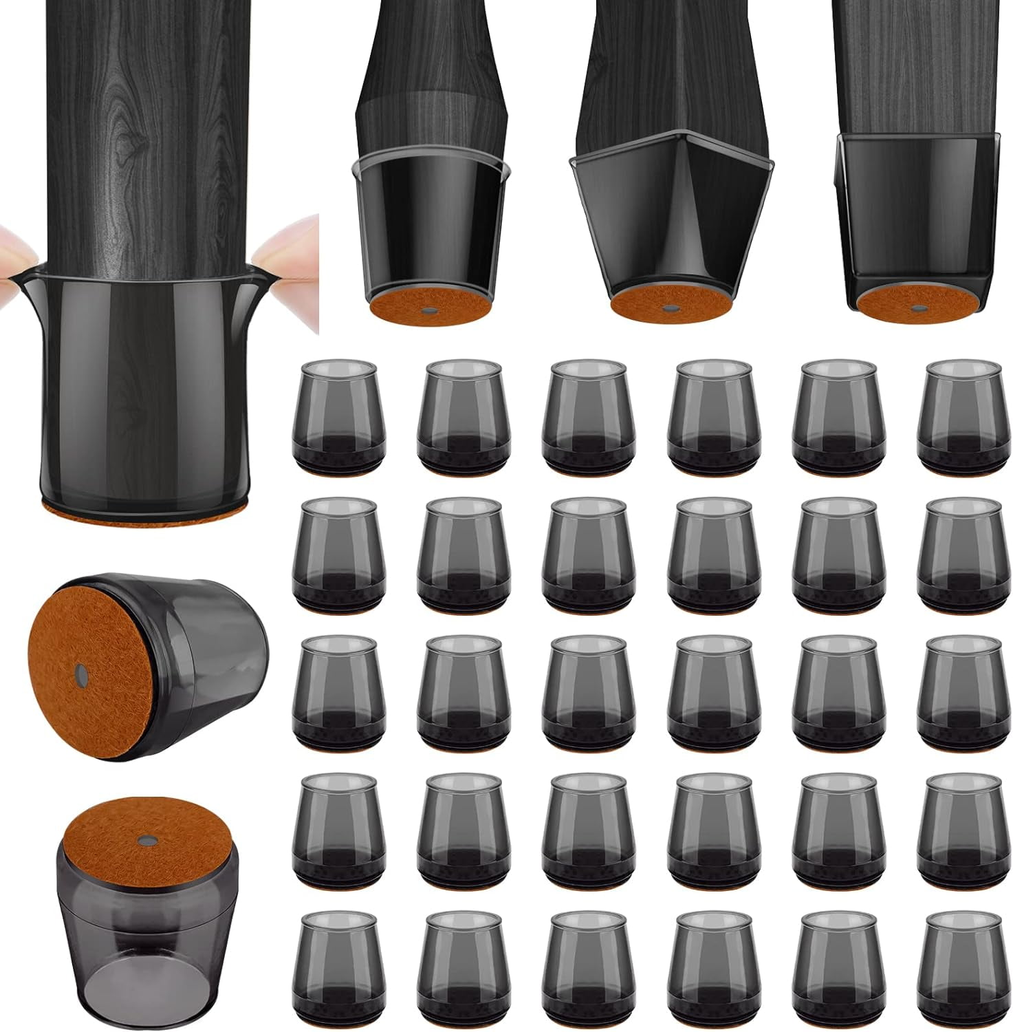 BALEINE 32 Pack Silicone Chair Leg Floor Protectors, Stool Leg ...