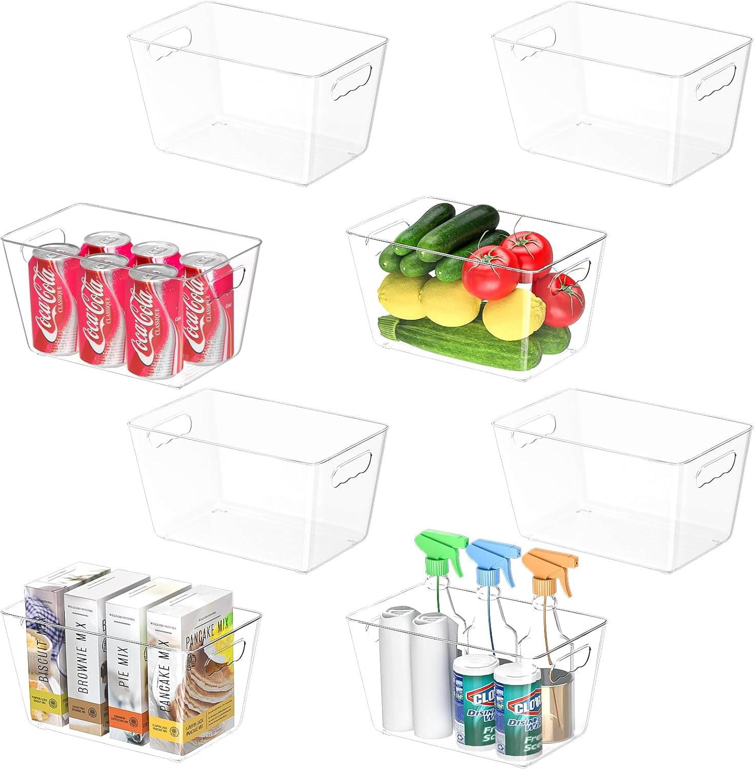 BALEINE Clear Plastic Storage Bins, Pantry Organization, BPA Free ...