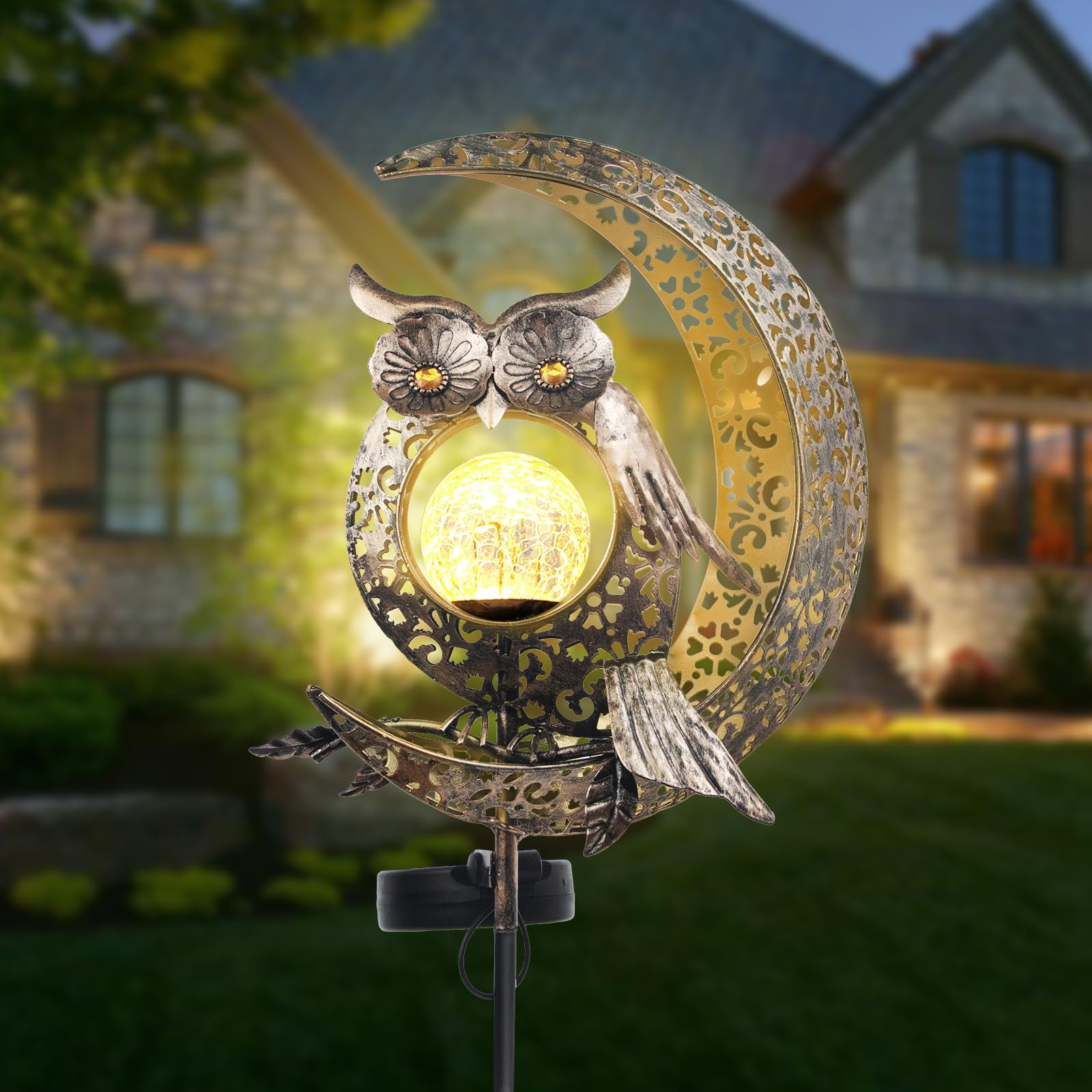 BALGELI Owl Solar Lights Outdoor Garden, Outdoor Waterproof Garden ...