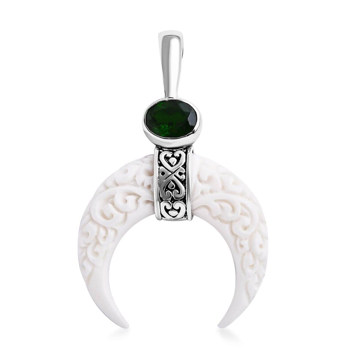BALI GODDESS Chrome Diopside Oval 925 Sterling Silver Moon Pendant for ...