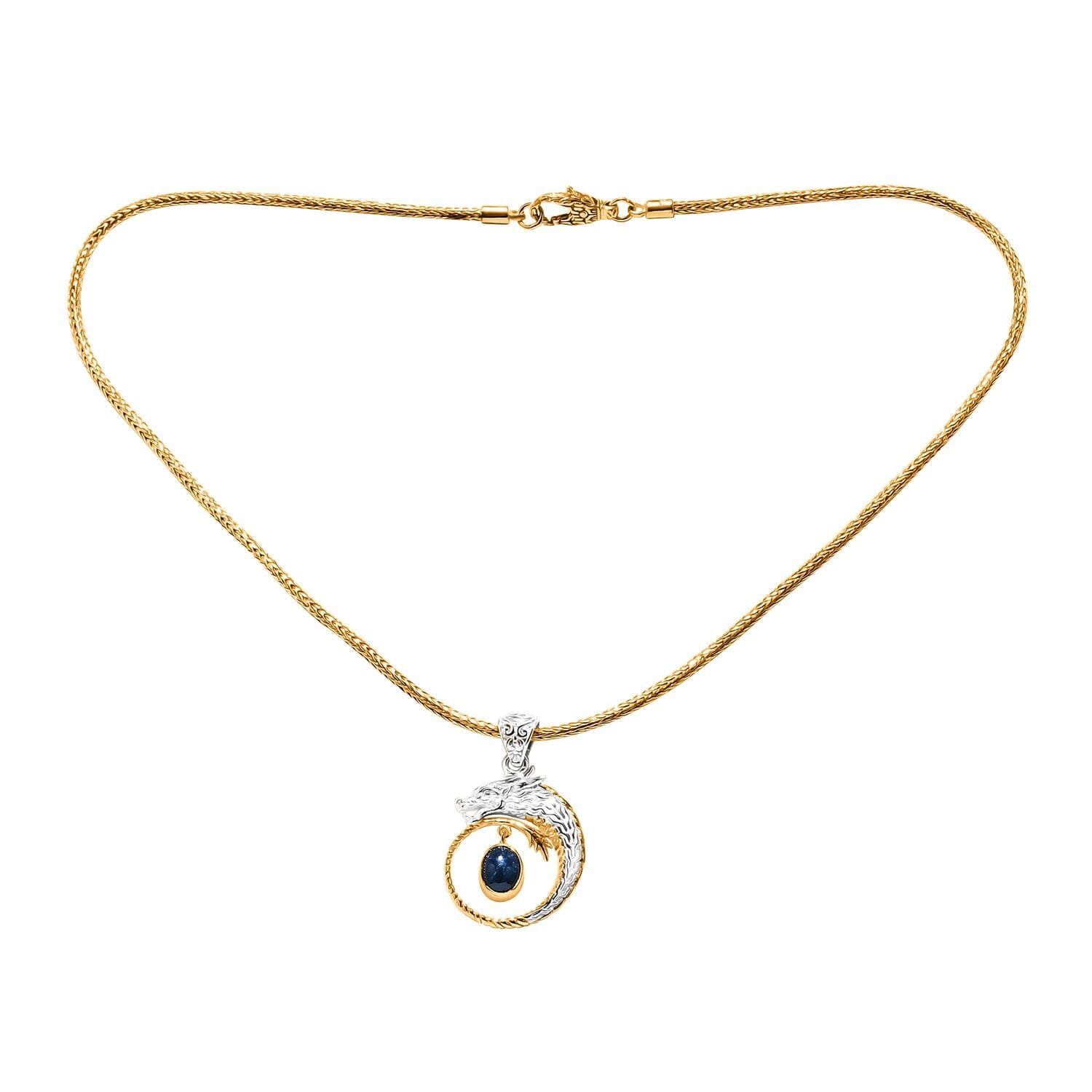 BALI LEGACY Blue Star Sapphire 925 Sterling Silver 22K Vermeil Yellow ...