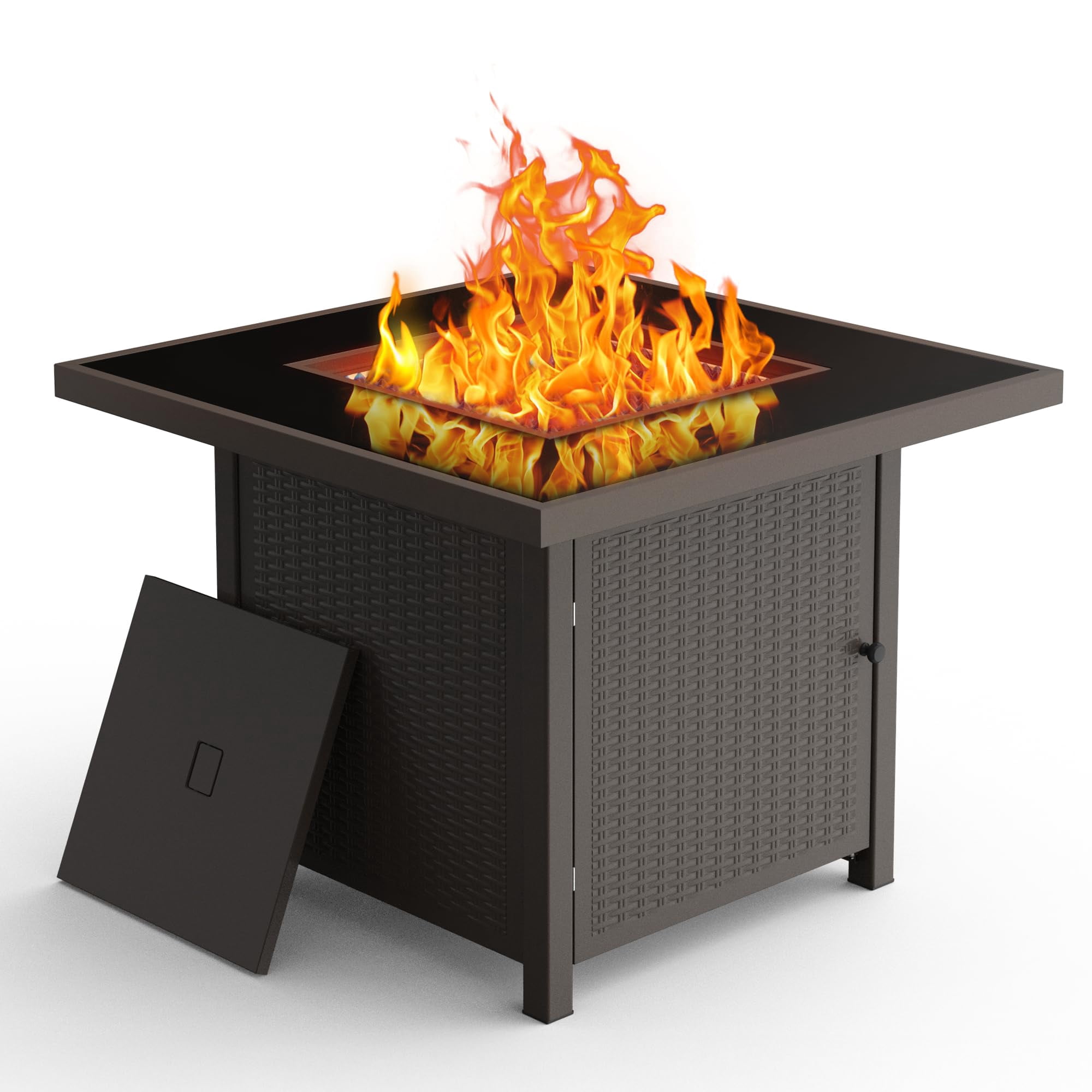 BALI OUTDOORS 32 inch Propane Fire Pit Table, 50,000 BTU, Glass ...