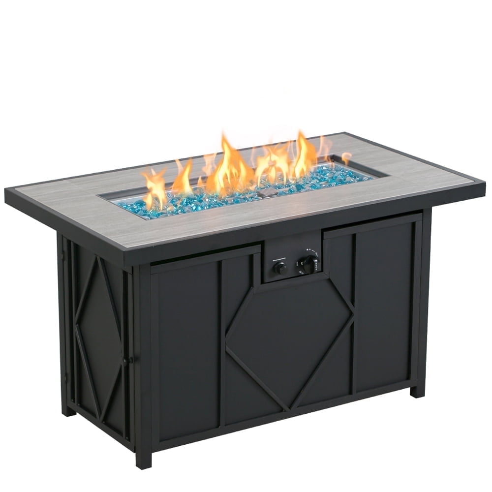 BALI OUTDOORS 42in 60,000BTU Propane Gas Fire Pit Table with Fire Glass ...