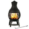 "Esschert Design Outdoor Wood Burning Chiminea, 26"" Black Finish Cast ...