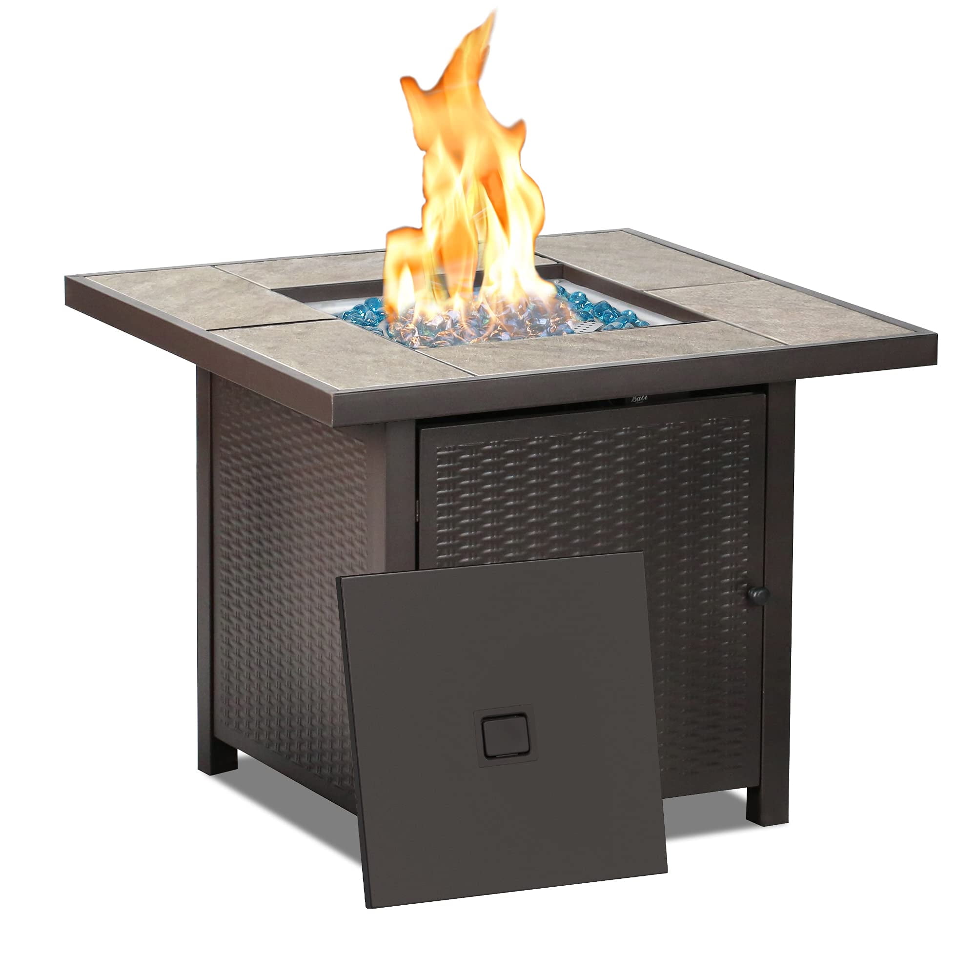 BALI OUTDOORS Propane Gas Fire Pit Table with Lid for Outside Backyard ...