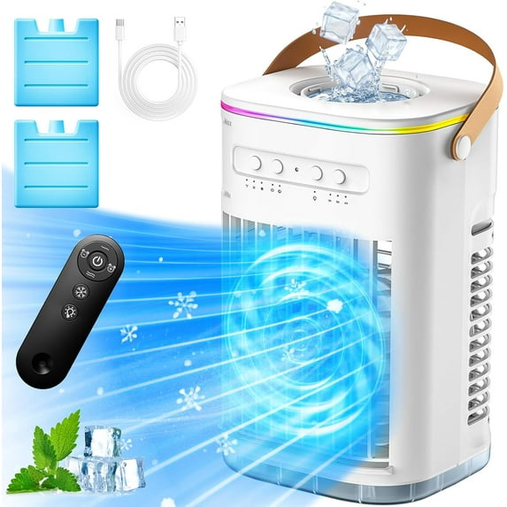 BALKO 4-IN-1 Personal Air Conditioner w/Remote, 2 Ice Packs, 1200ML ...