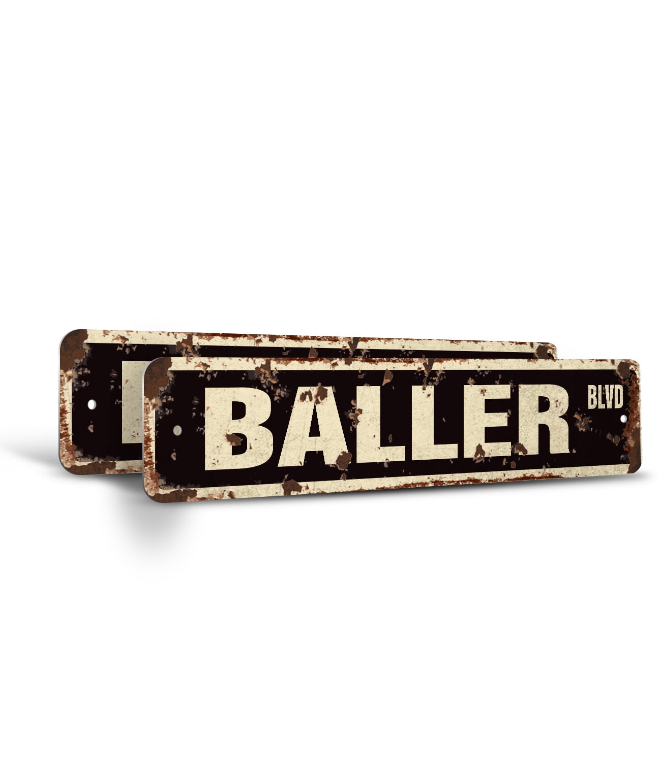 BALLER Vintage Style Rustic Street Sign – (2 Pack) Made It Pro Ball ...