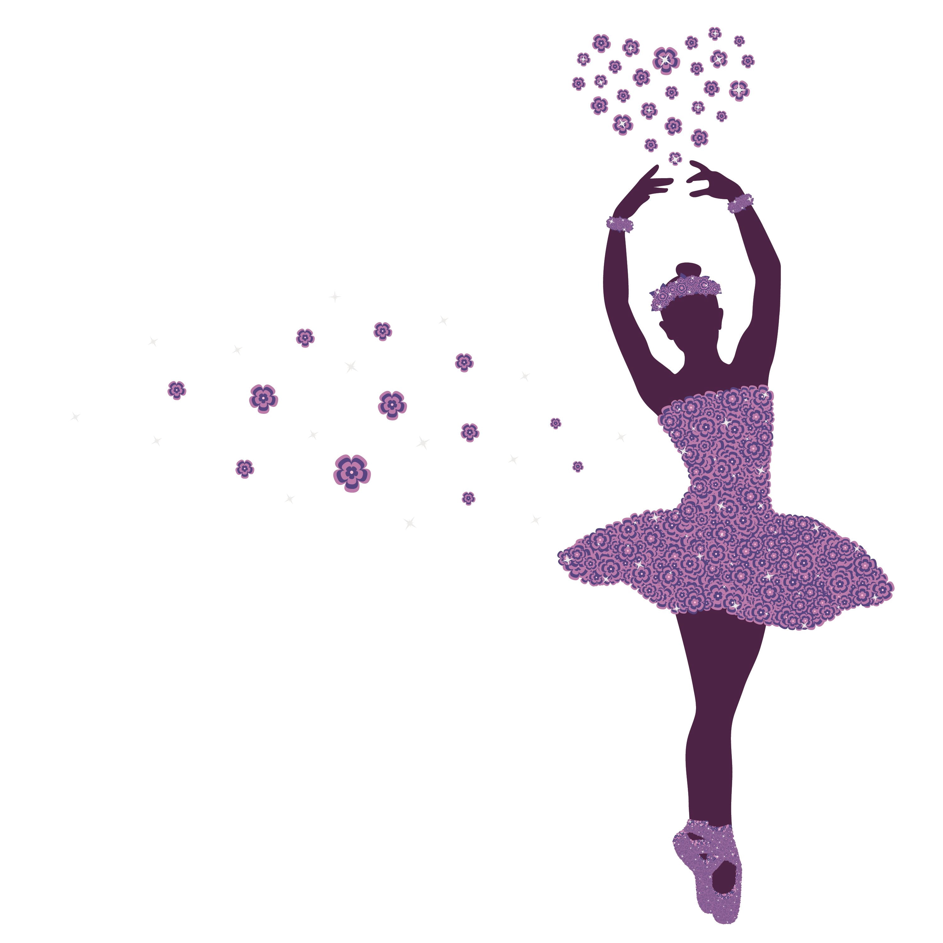 BALLERINA - Vinyl Purple Themed Ballerina Dancer Decoration Floral Tutu ...