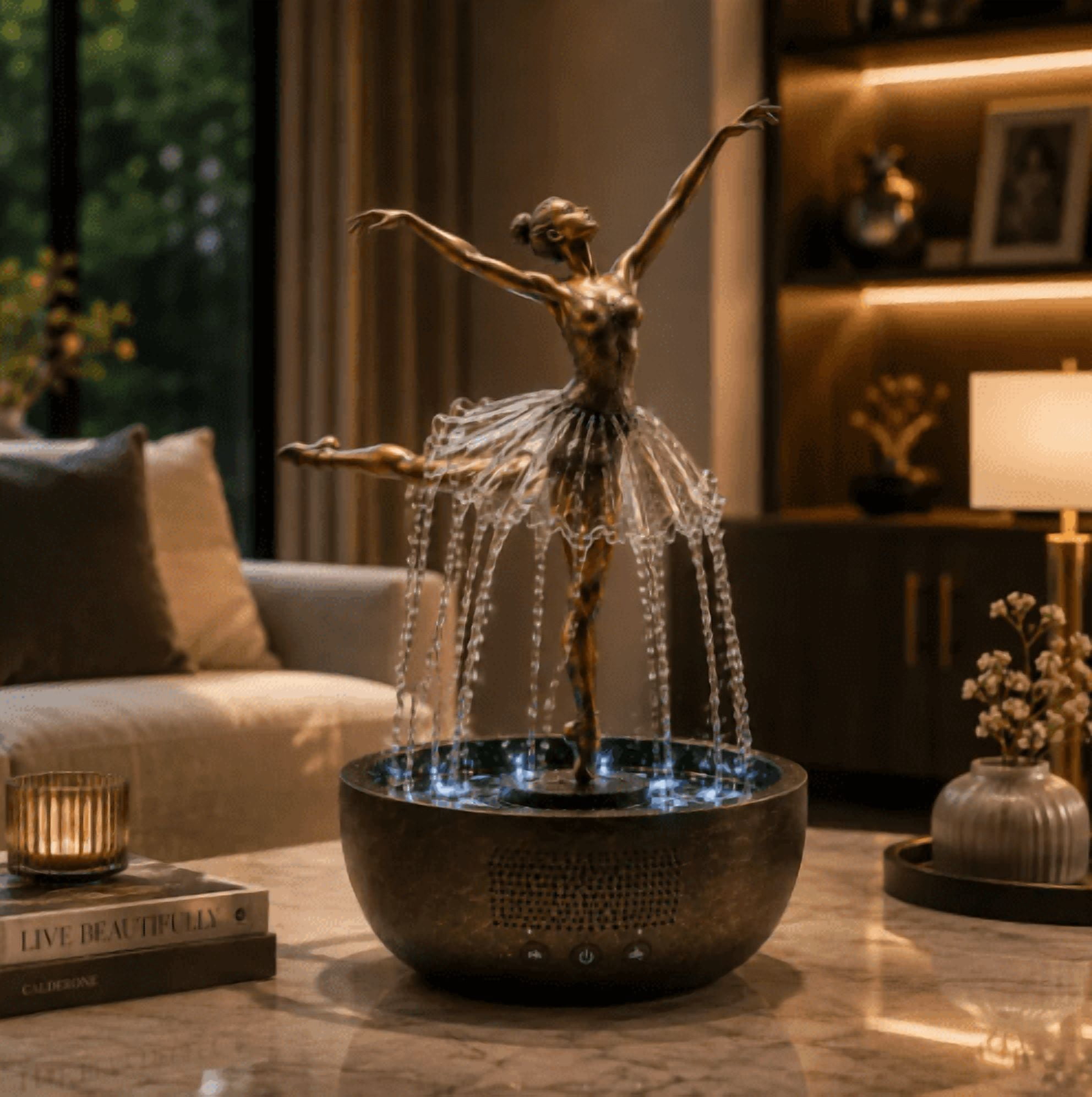 BALLERINA WATERFALL BLUETOOTH SPEAKER FOUNTAIN Sleep Aid Device White ...