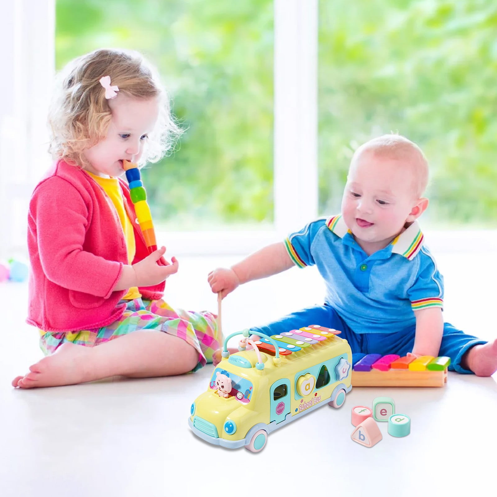 BALLFU Music Bus Baby Toy, Infant Education Learn Car, Sound & Light ...