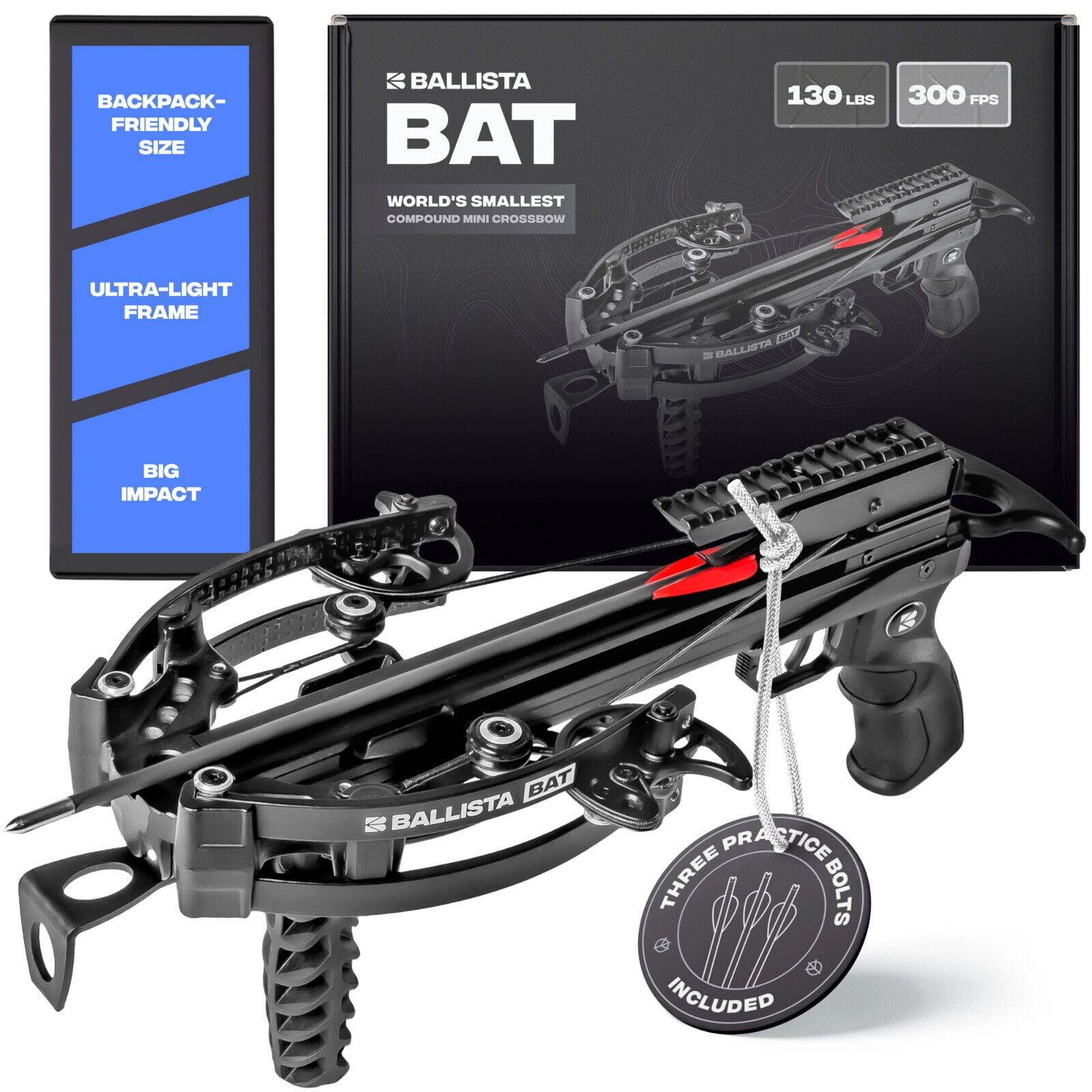 BALLISTA BAT Compound Self-Cocking Small Crossbow 300fps/130lbs/2.46lbs ...