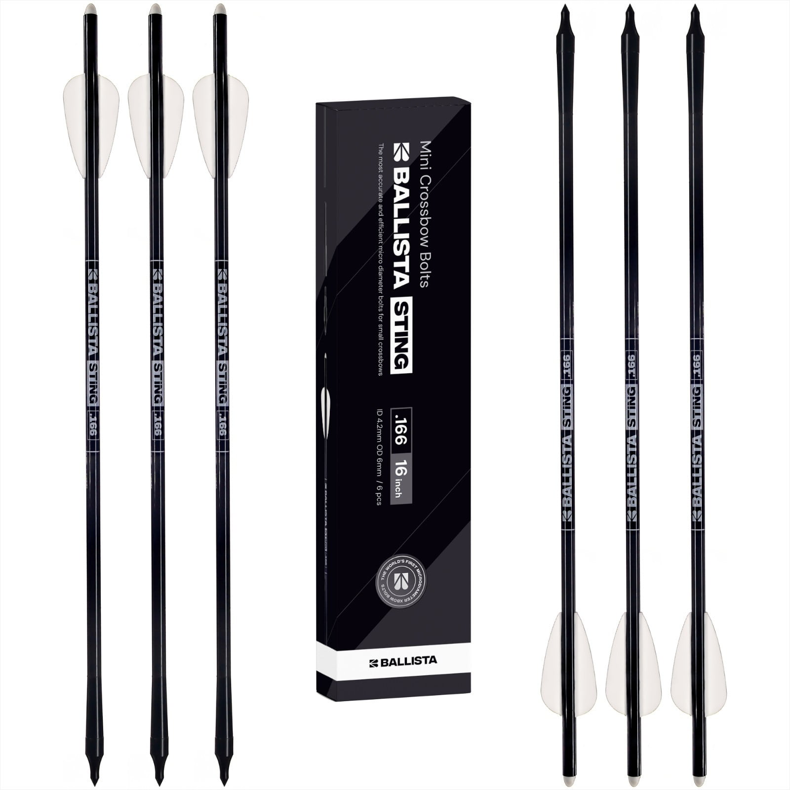 Ballista 16" Sting Micro Diameter Crossbow Bolts Carbon Arrows OD 6.0mm ...