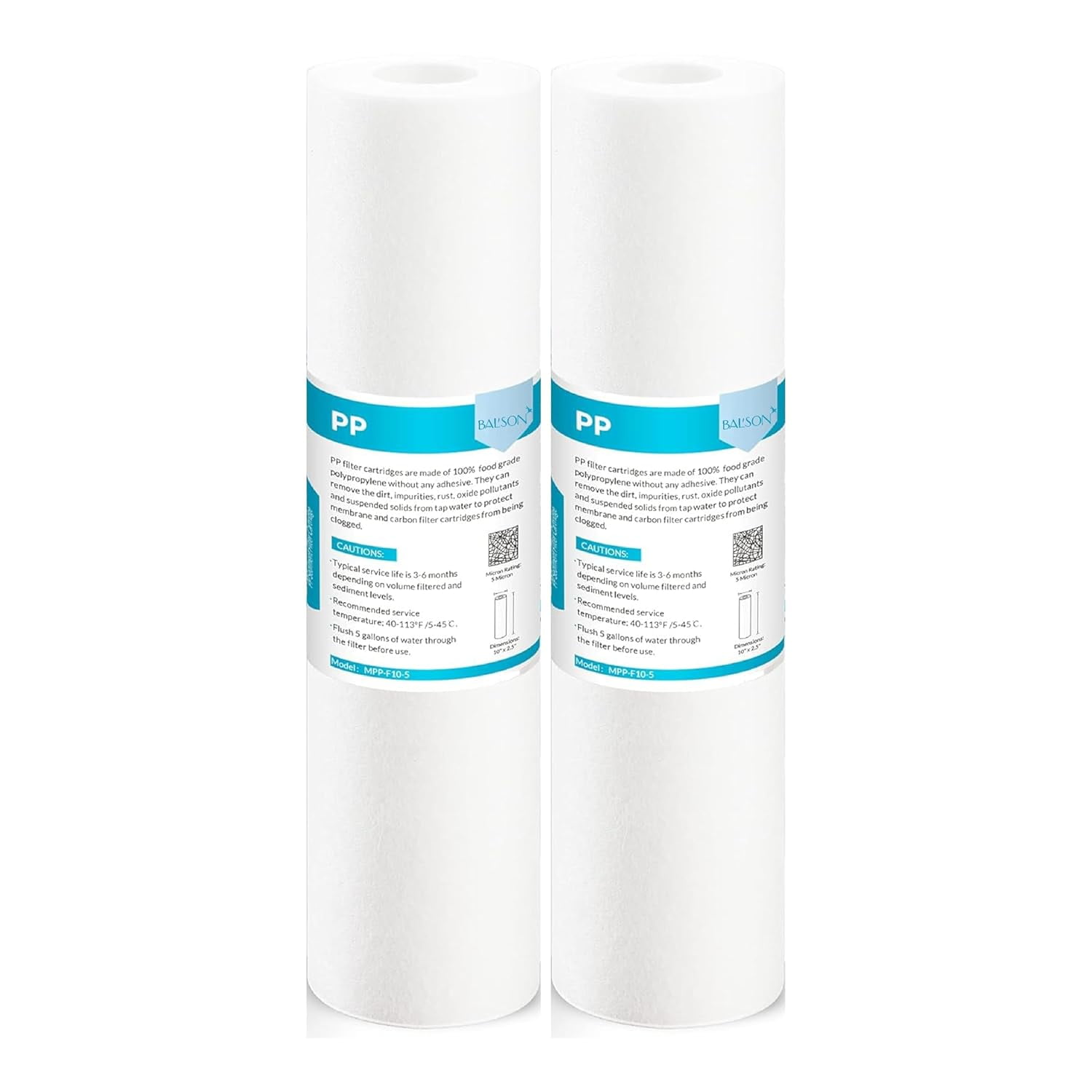 BALSON PP Spun Filter for Water Purifier 10 Inch High Density Thick Sediment Filter Spun Pre ...