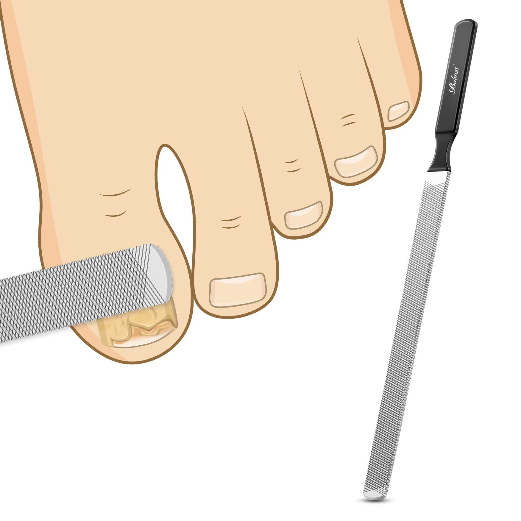 BALUCA Professional Stainless Steel OIF8 Long Nail File for Thick Nails ...
