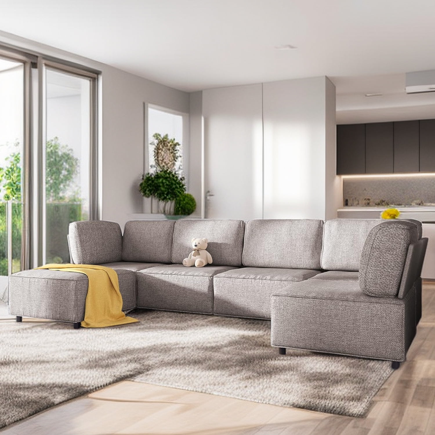 "BALUS Oversized 120""W 6-Seat Convertible U Shaped Modular Sectional ...