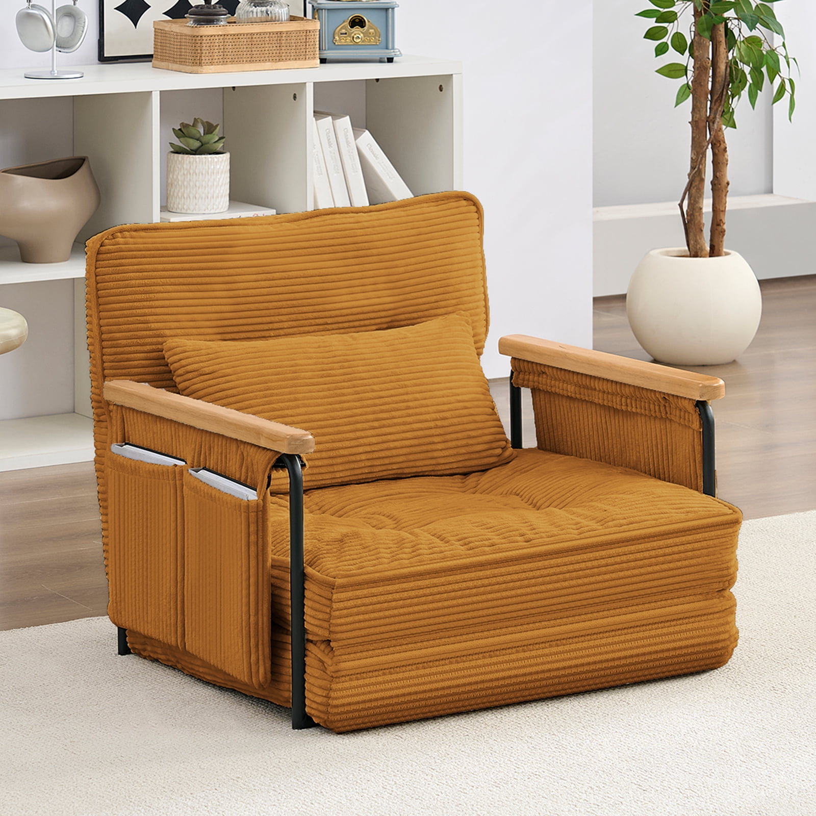 BALUS 30" Single Lazy Floor Sofa Bed, 3-in-1 Sleeper Foldable Futons ...