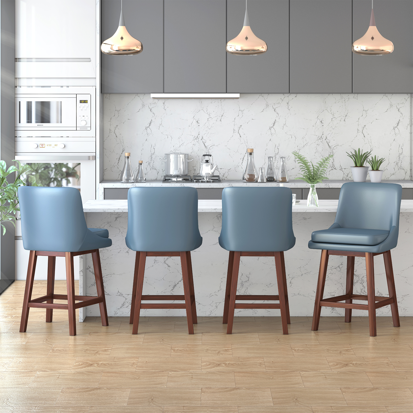 BALUS 360° Swivel Modern Bar Stool, Pastel Blue - Walmart.com
