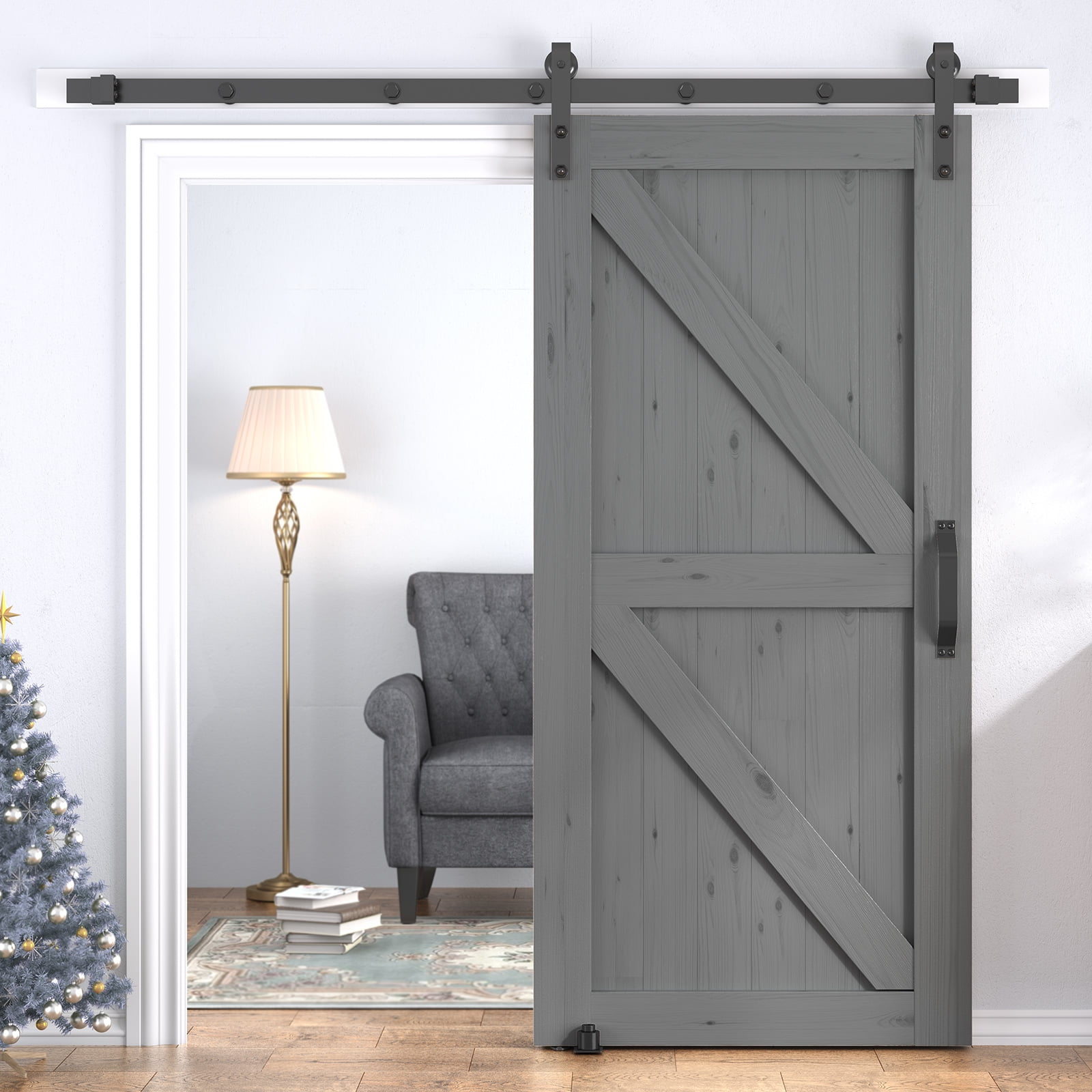 BALUS 36in x 84in Sliding Barn Door with 6.6ft Barn Door Hardware Kit ...