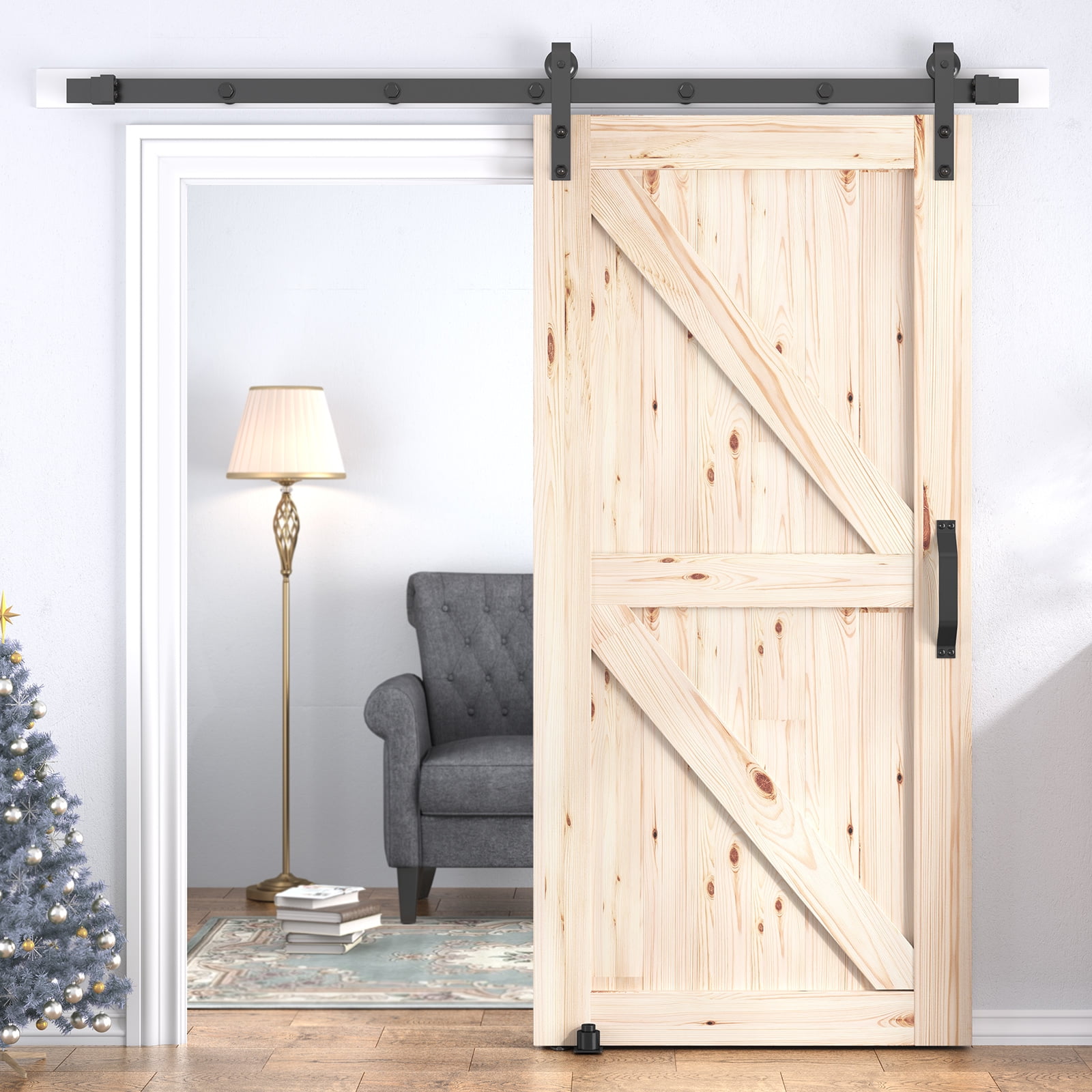 BALUS 42in x 84in Sliding Barn Door with 6.6ft Barn Door Hardware Kit ...