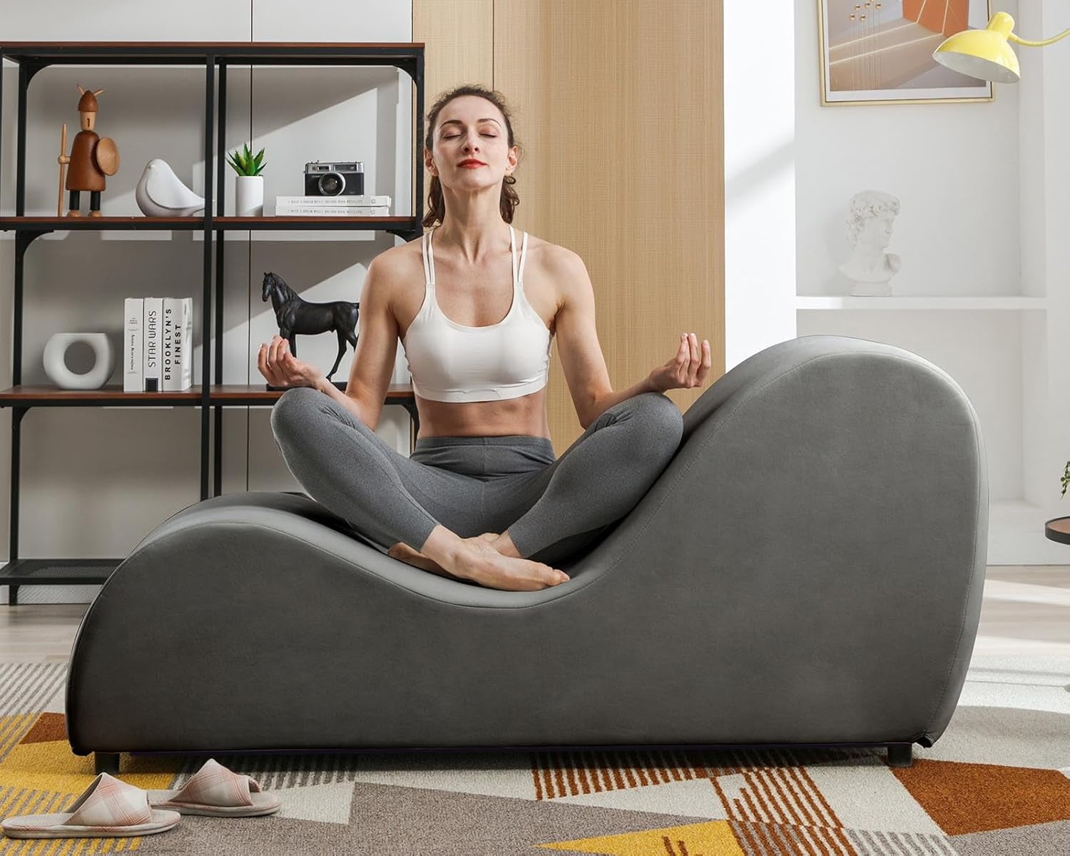 BALUS 60"W Yoga Chaise Lounge Chair for Adults Stretching, S-Shape ...