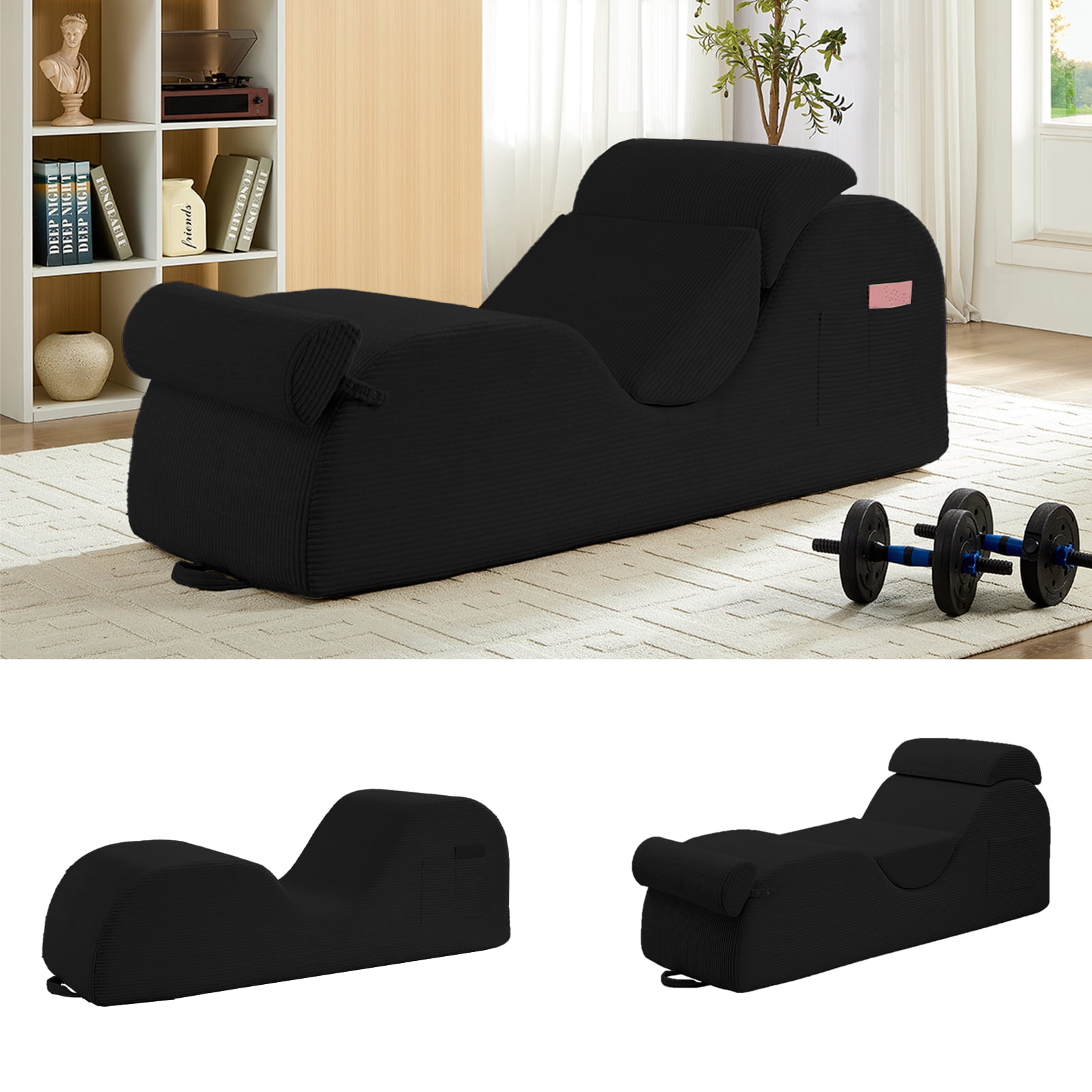 BALUS 68" Yoga Sofa With Three Pillows, Chaise Lounge Chair For Yoga ...