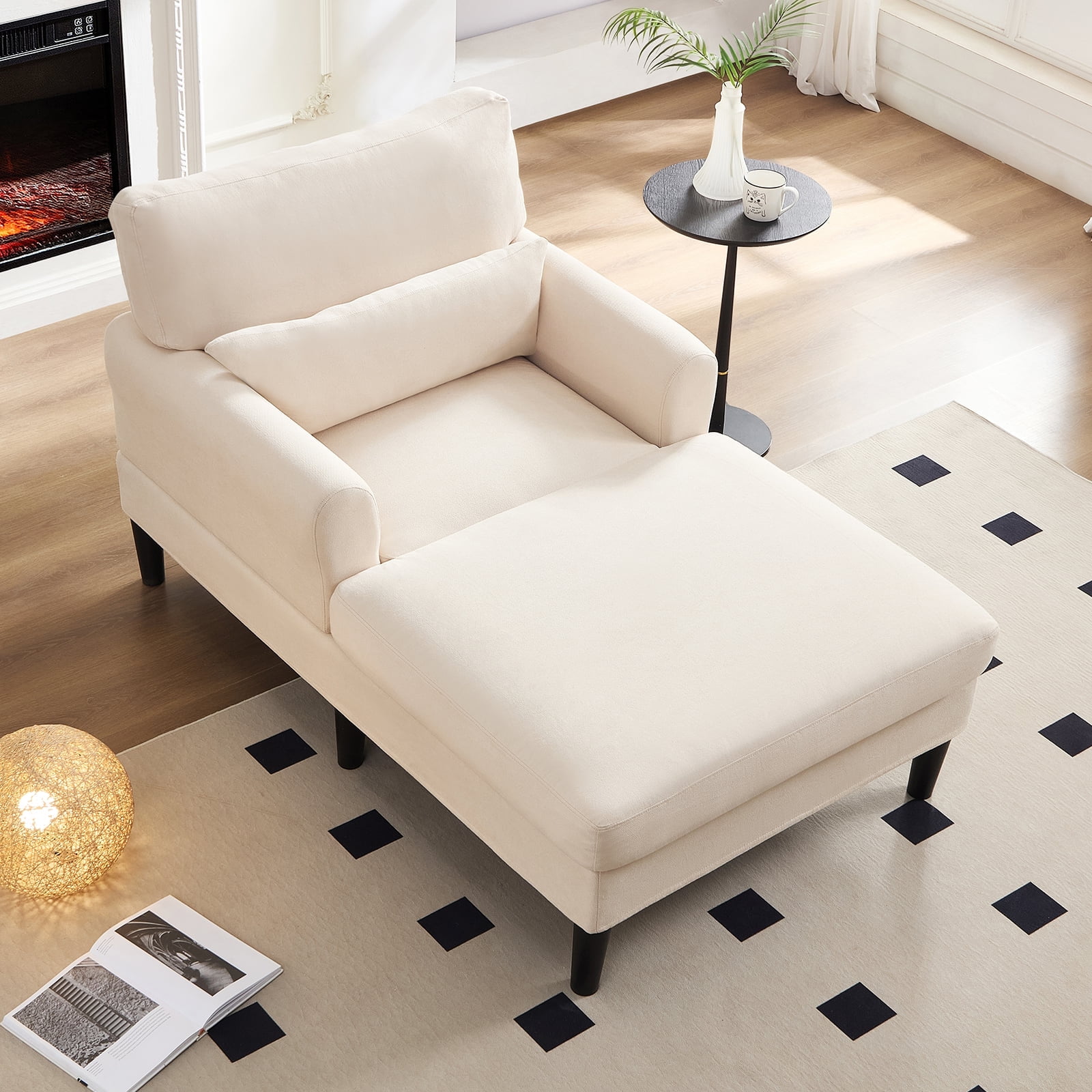 BALUS Chaise Lounge Chair Indoor, Oversized Velvet Sleeper Chair With ...