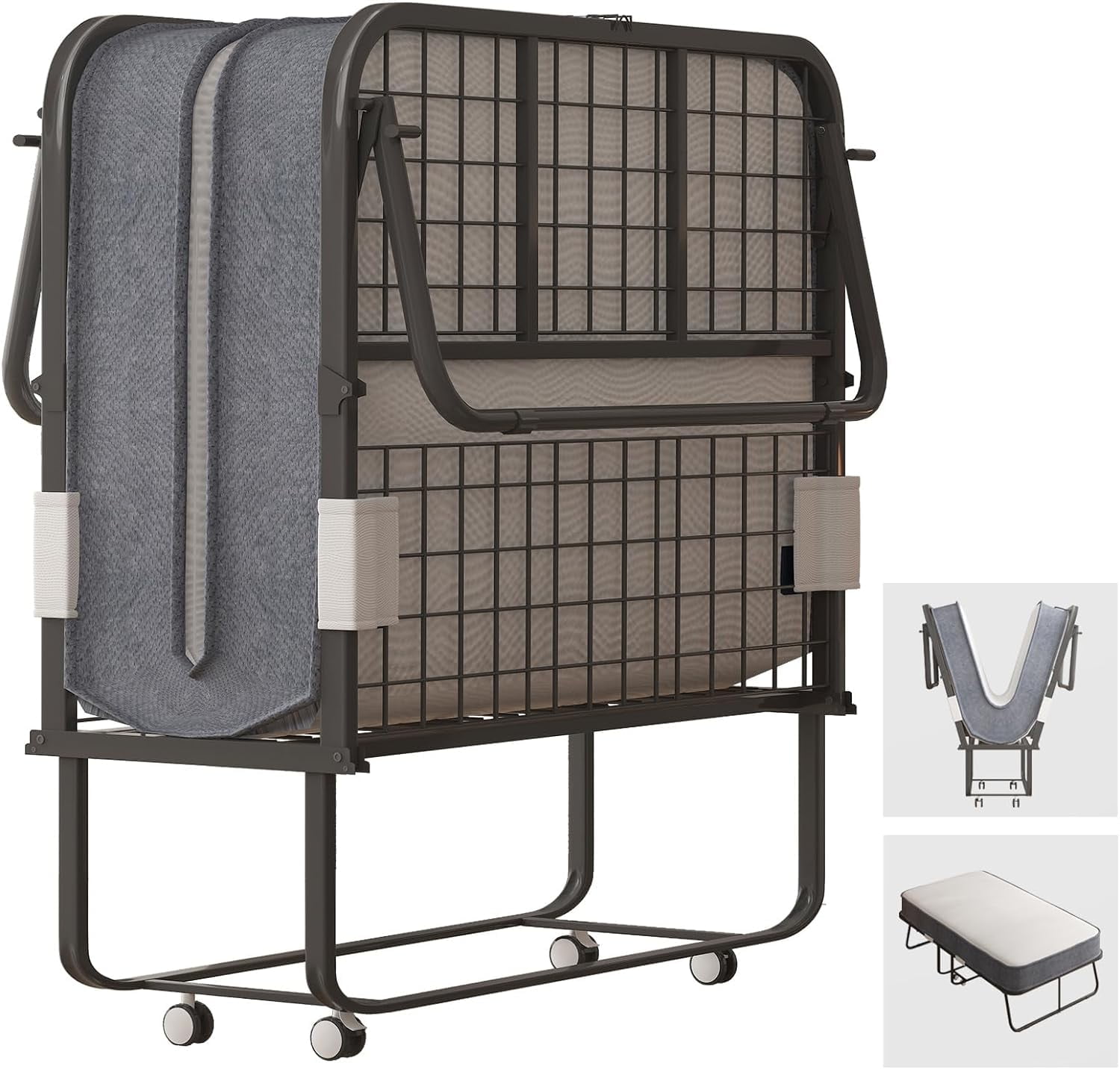 "Balus Rollaway Guest Bed with 5'' Memory Foam Mattress, Portable ...