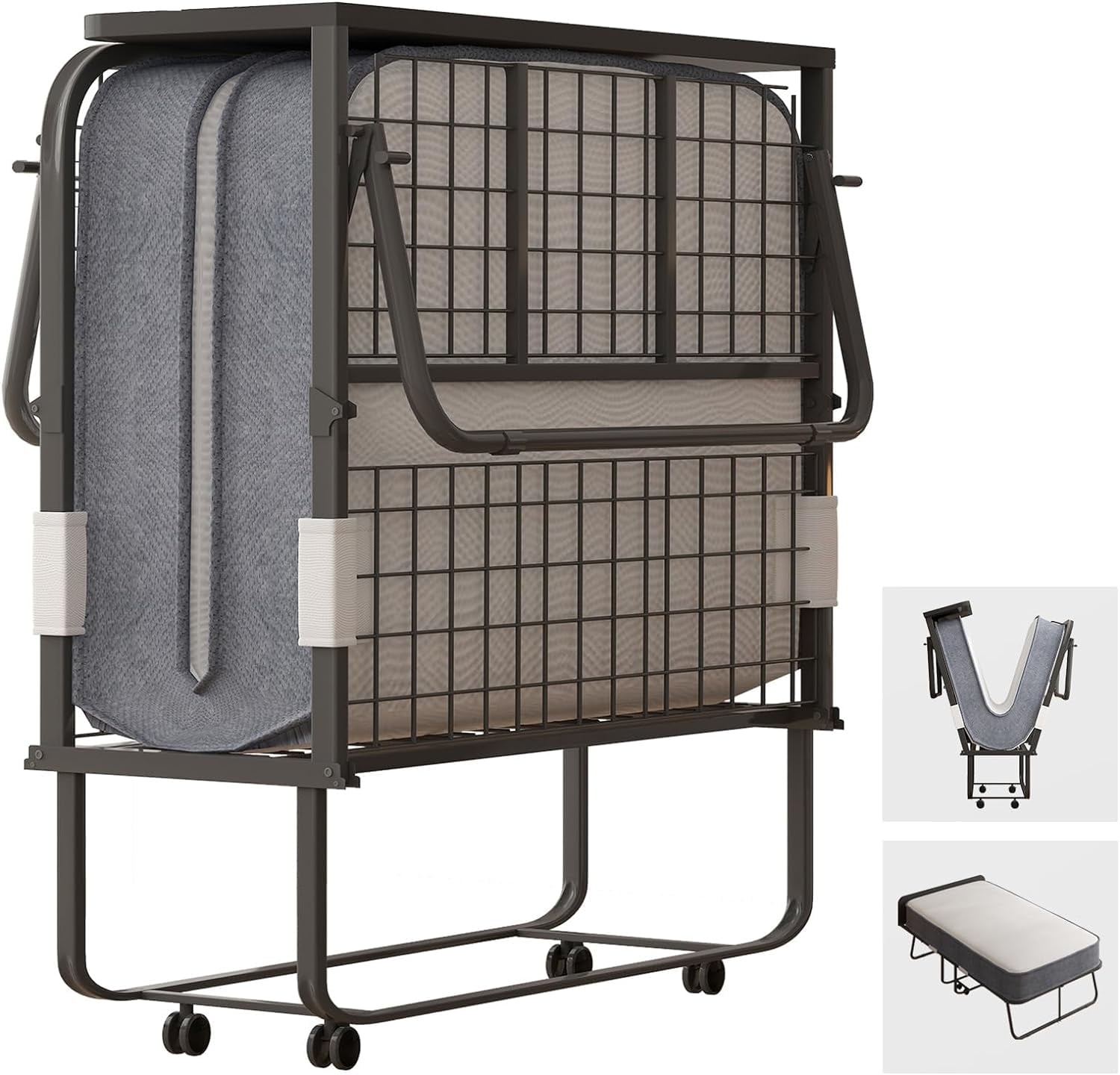 Balus Comfortable Foldaway Rollaway Bed with Memory Foam Mattress ...
