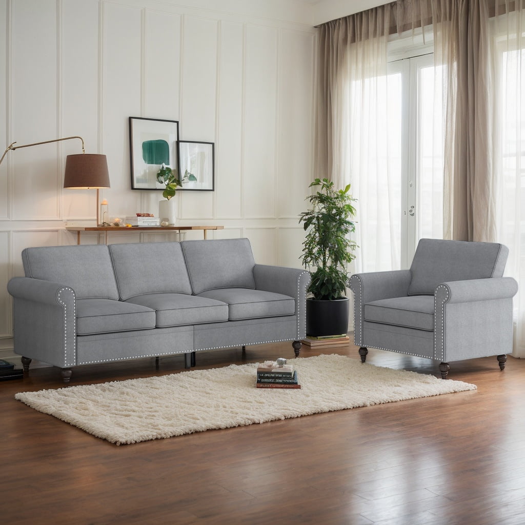 BALUS Linen 2 Pieces Sofa Set , Sofa and Chair Sets for Living Room ...