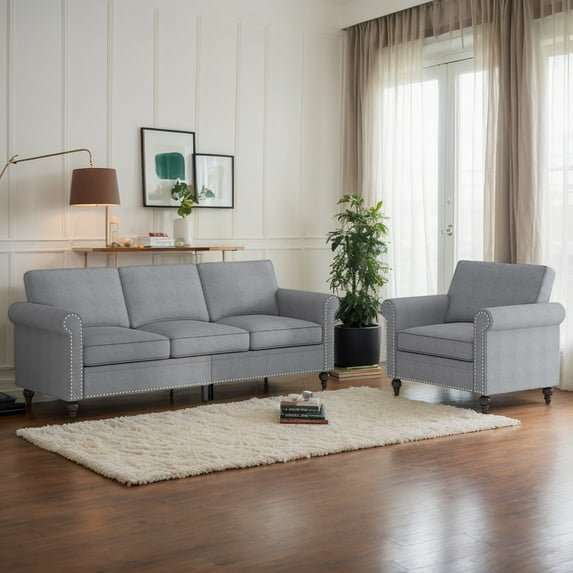 BALUS Linen 2 Pieces Sofa Set , Sofa and Chair Sets for Living Room ...