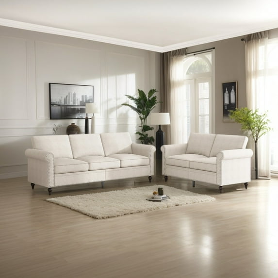 BALUS Linen 2 Pieces Sofa Set , Sofa and Loveseat Sets for Living Room ...