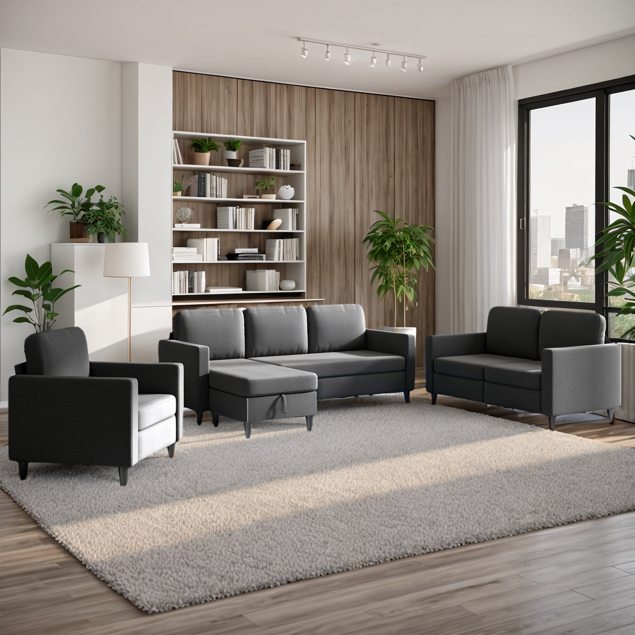 BALUS Sectional Sofa Set, 2 Pieces Living Room Furniture Set with ...