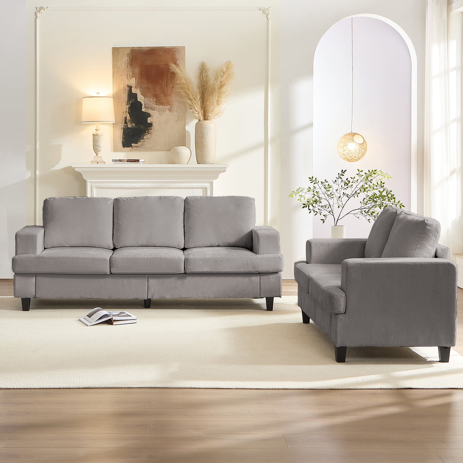 BALUS Living Room Furniture Sets, Modern Chenille Couch and Loveseat Sets, Oversized Sectional ...