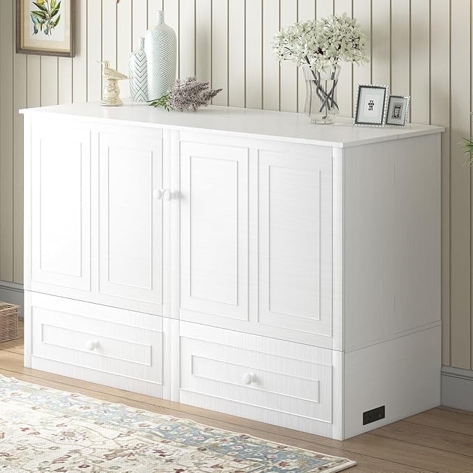 BALUS Murphy Cabinet Bed, Queen Size Memory Mattress for Bedroom ...