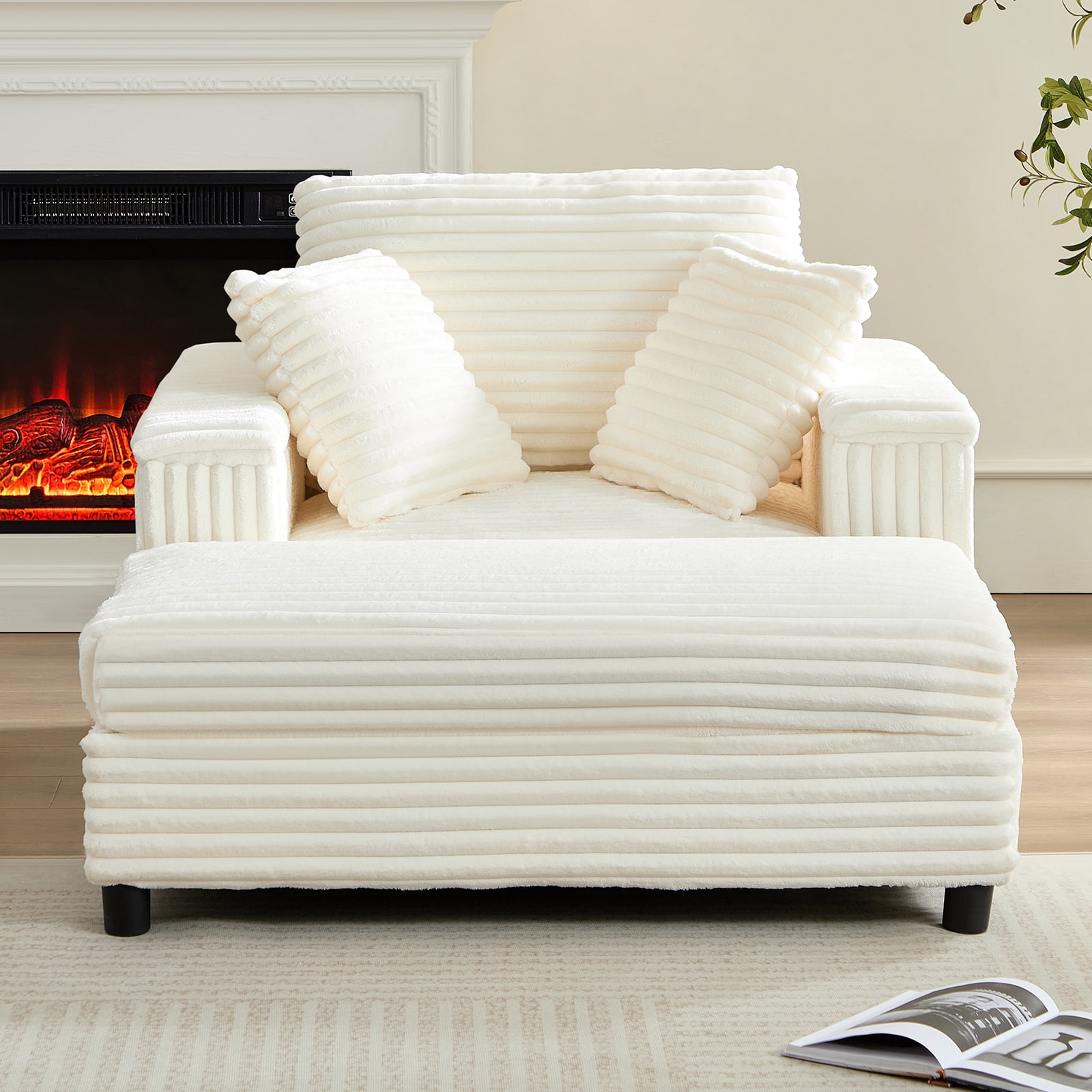 BALUS Oversized Sectional Sofa with Removable Ottoman, Corduroy Fabric ...