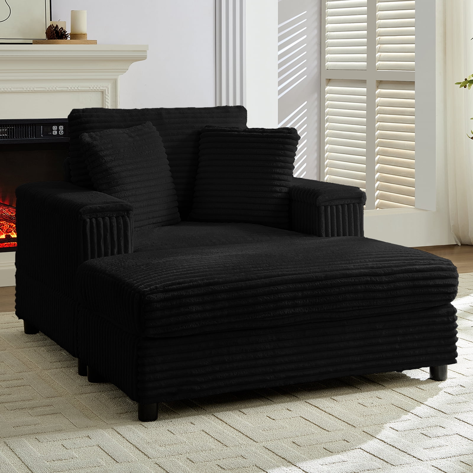 BALUS Oversized Sectional Sofa with Storage Ottoman, Corduroy Fabric ...