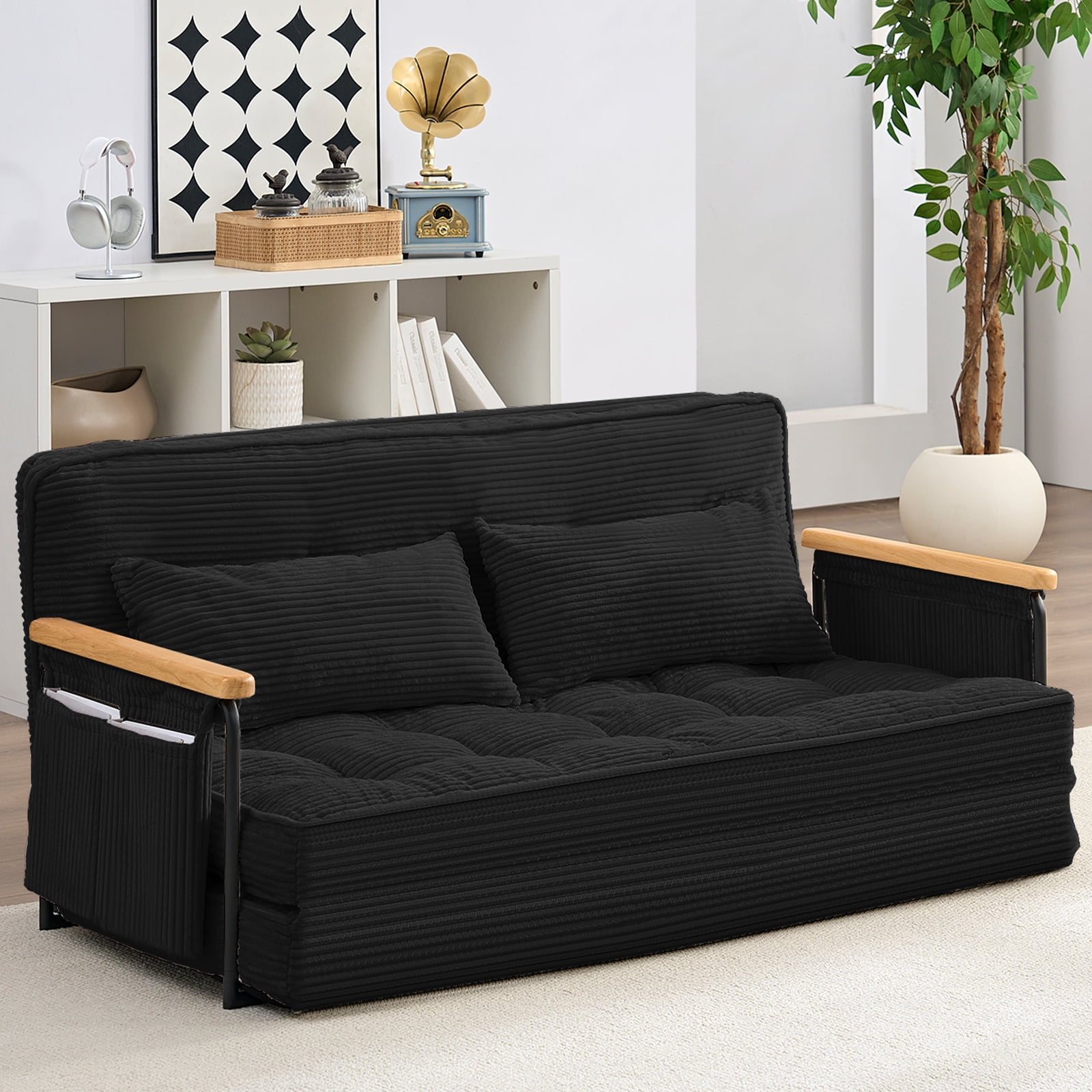 BALUS Queen Size Lazy Floor Sofa Bed, 3-in-1 Sleeper Foldable Futons ...