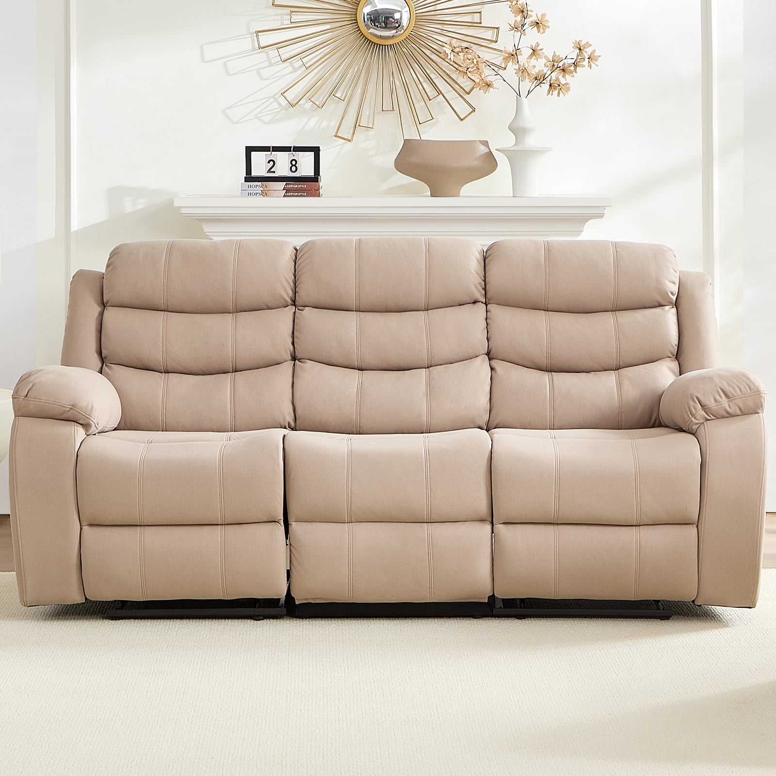 BALUS Recliner Sofa- Ergonomic Suede Reclining Couch, Metal Frame ...