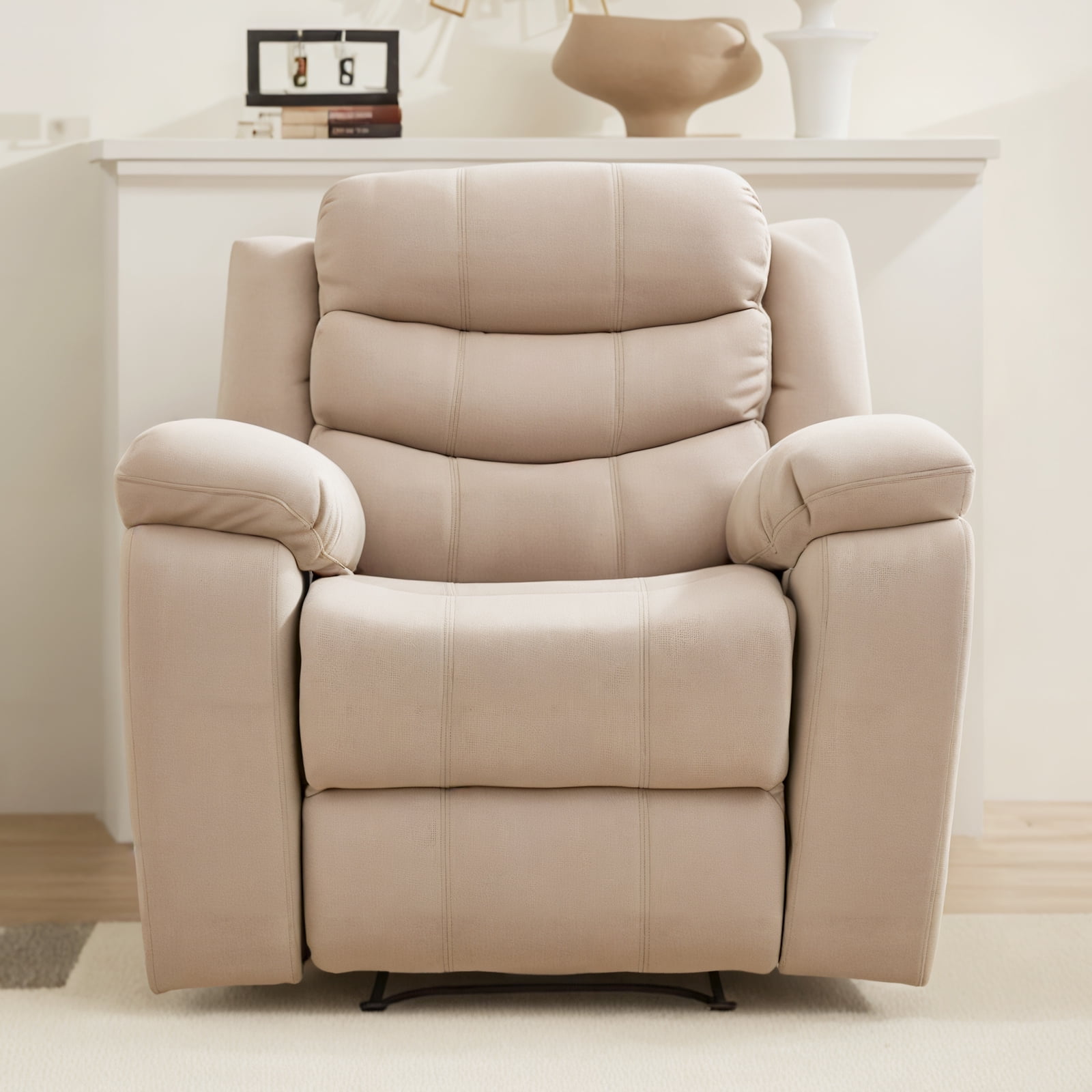 BALUS Recliner Sofa- Ergonomic Suede Reclining Couch, Metal Frame ...