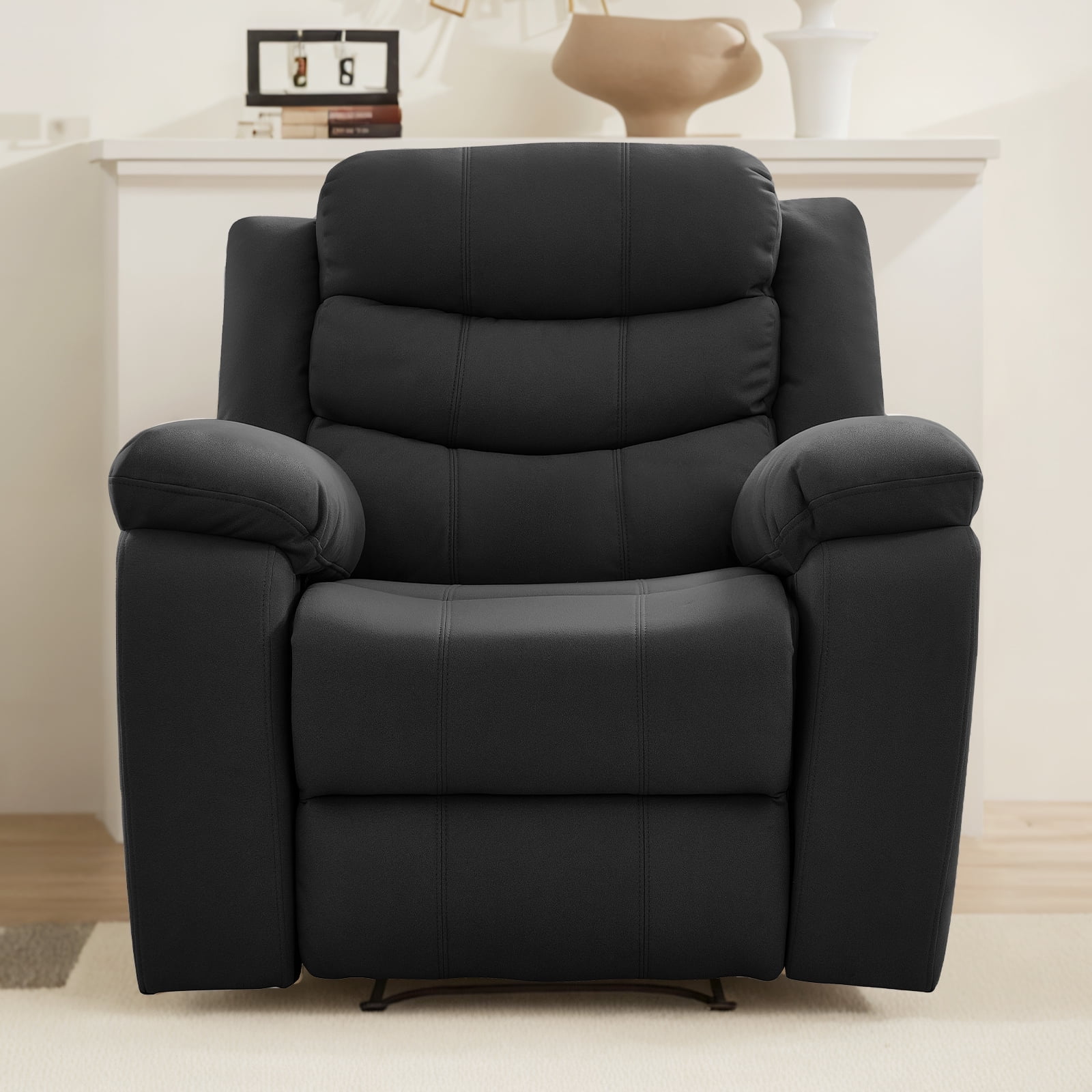 BALUS Recliner Sofa- Ergonomic Suede Reclining Couch, Metal Frame ...