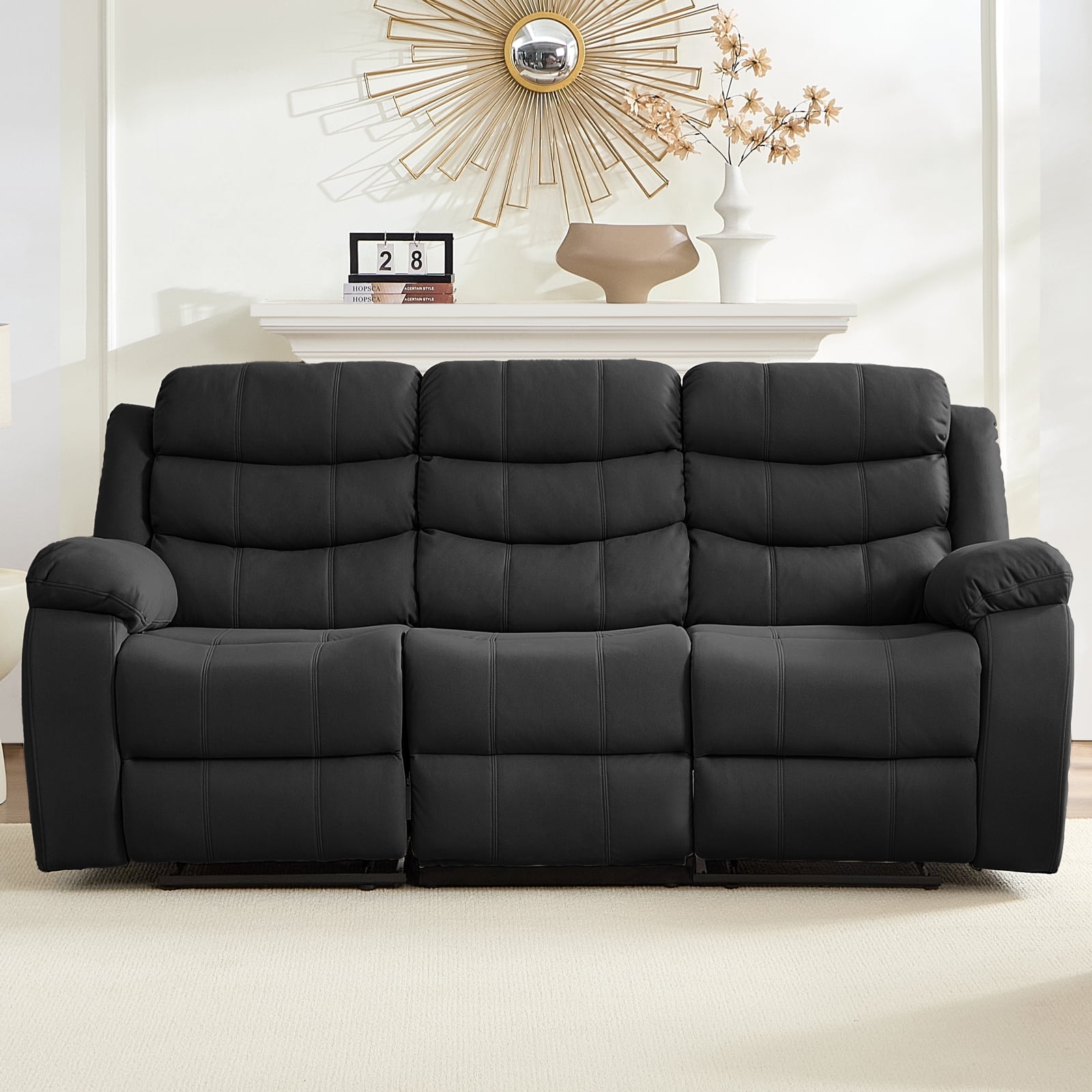 BALUS Recliner Sofa- Ergonomic Suede Reclining Couch, Metal Frame ...